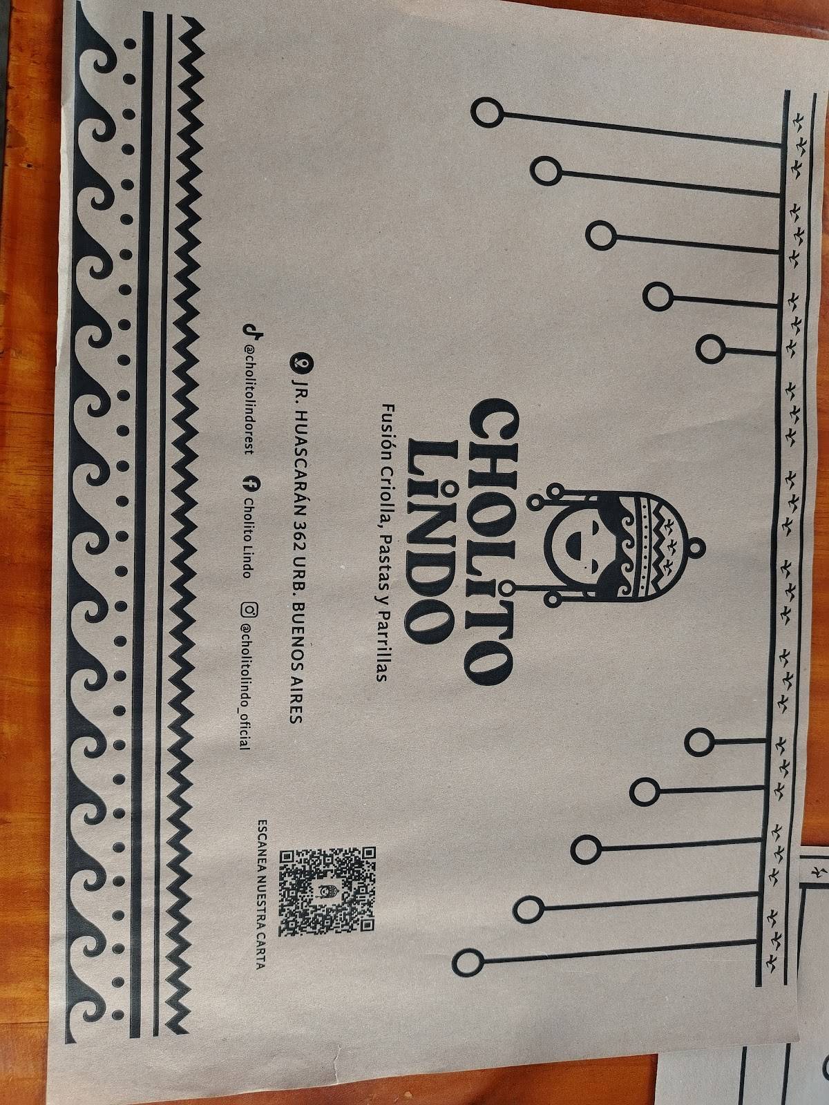 Carta del restaurante Cholito Lindo, Nuevo Chimbote