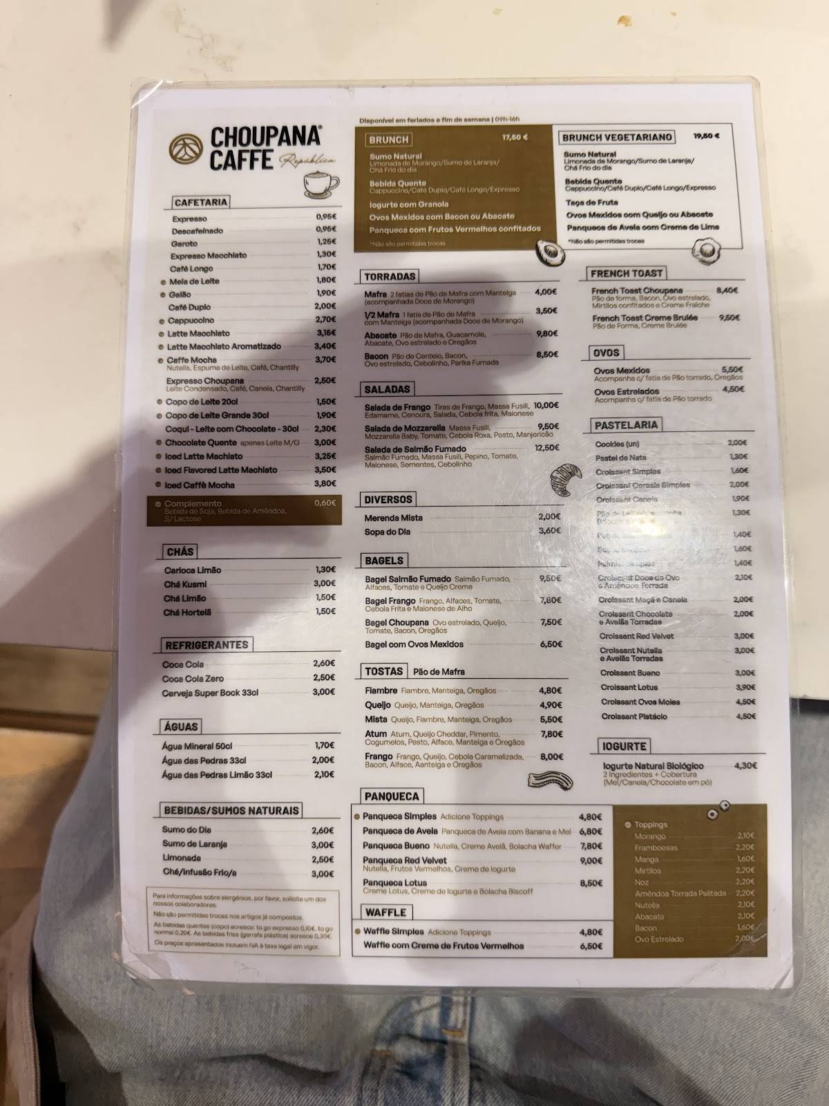 Menu em Choupana Caffé café, Lisboa, Av. da República 25A