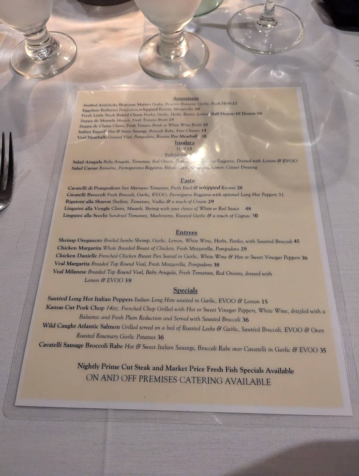 Menu at Christine's restaurant, Atlantic Highlands