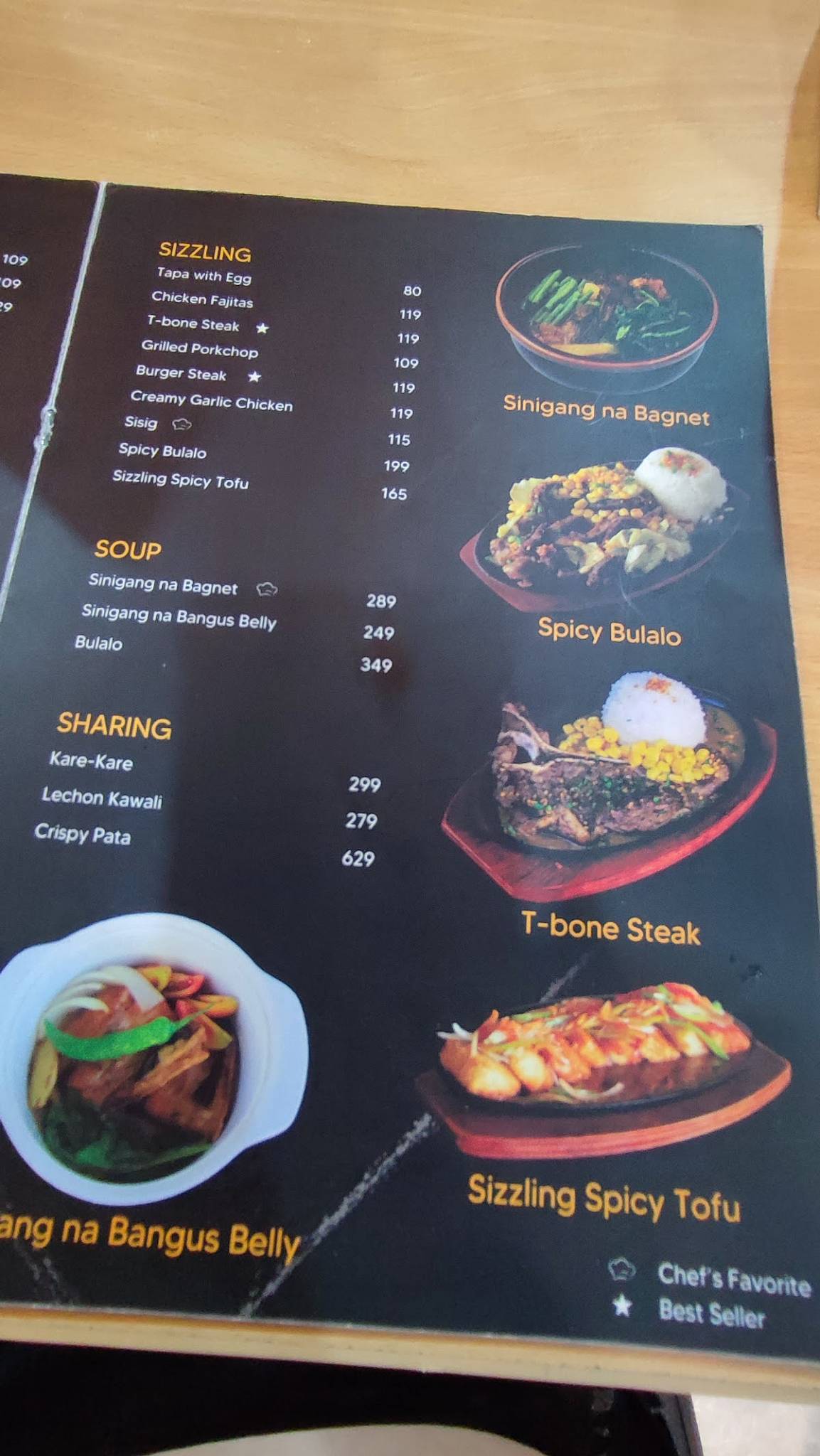 Menu at Chums Restaurant, General Trias