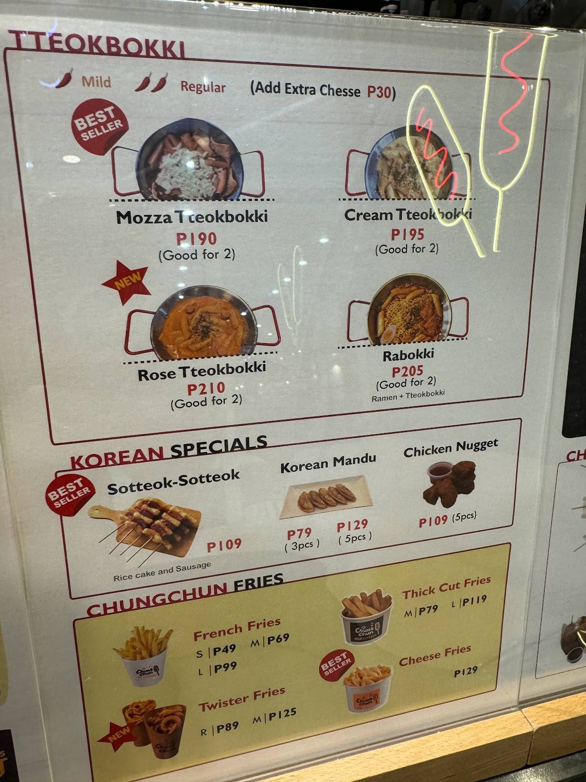 Menu at Chungchun Rice Corndog - SM City Clark restaurant, Mabalacat