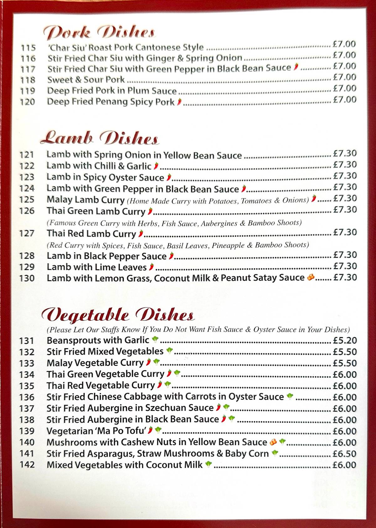 Menu at Cinta restaurant, Godmanchester