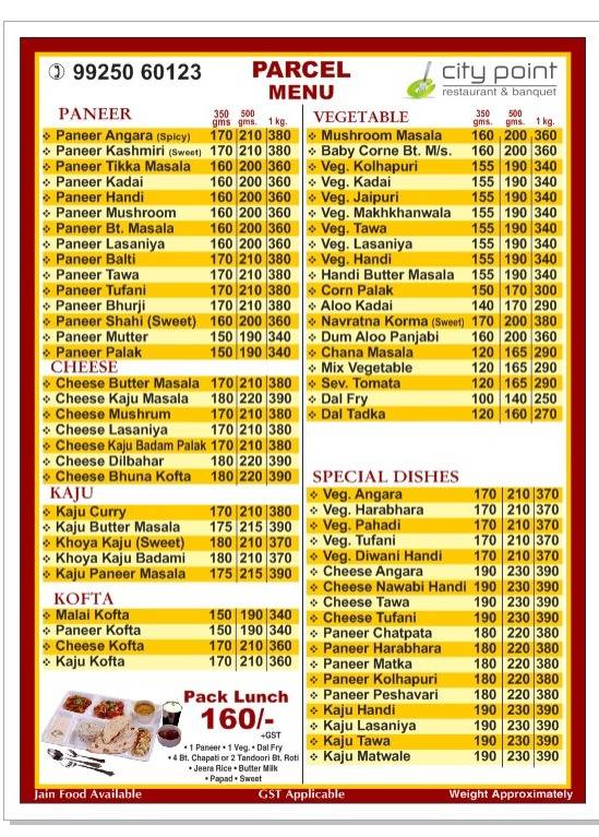 Menu at City Point Restaurant & Banquet - Best Restaurant in Anand Best ...