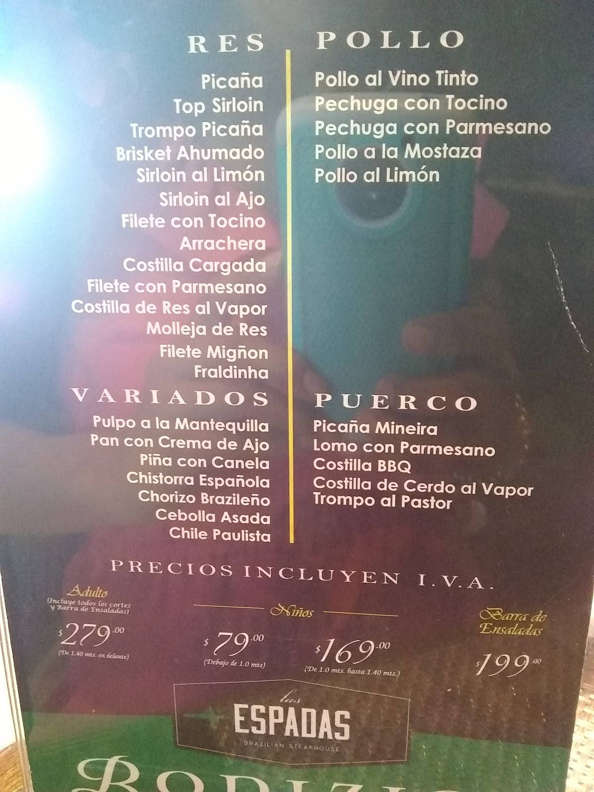Carta de Las Espadas - Brazilian Steakhouse, Ciudad Juarez, Av ...