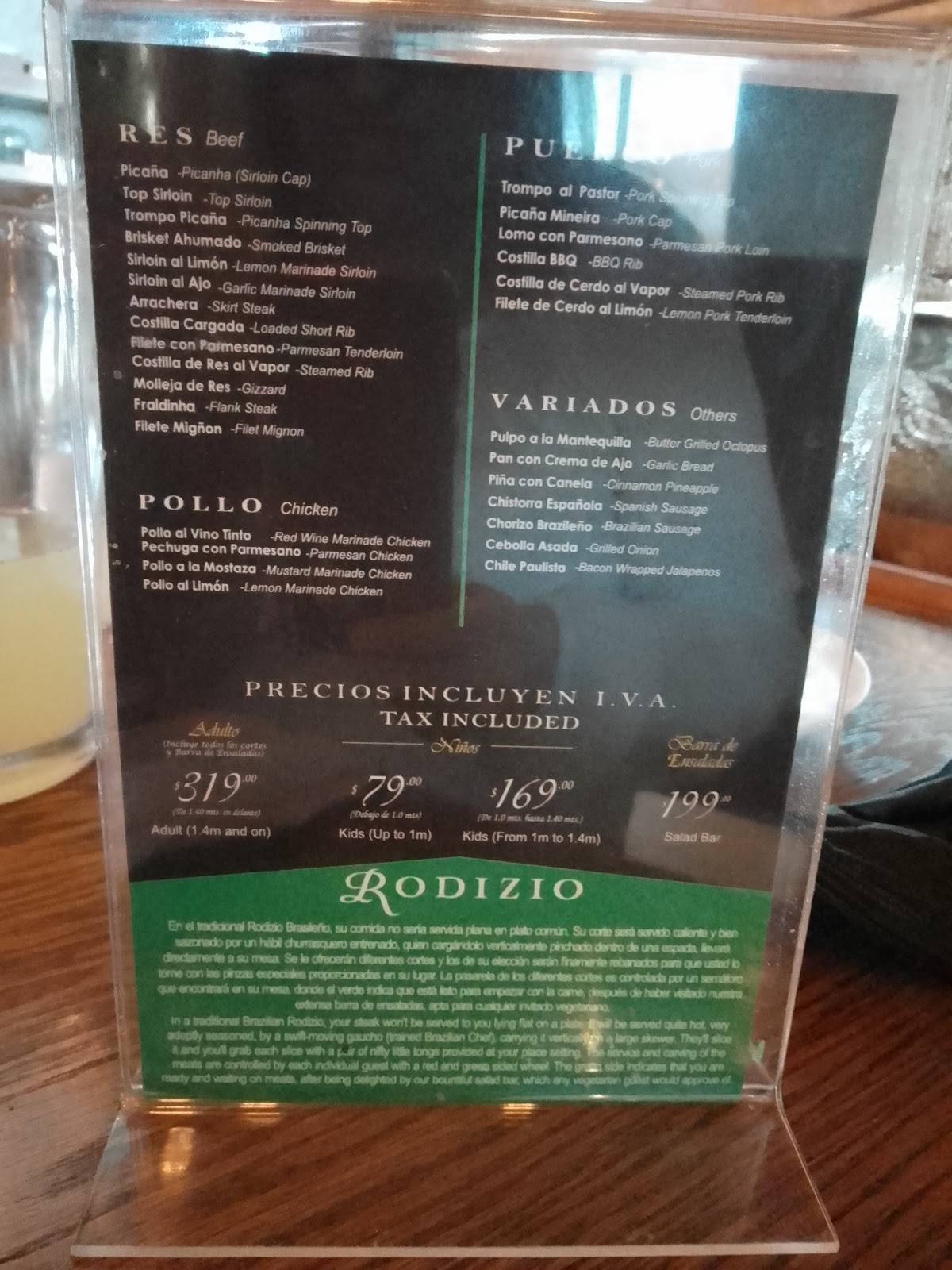 Carta de Las Espadas - Brazilian Steakhouse, Ciudad Juarez, Av ...