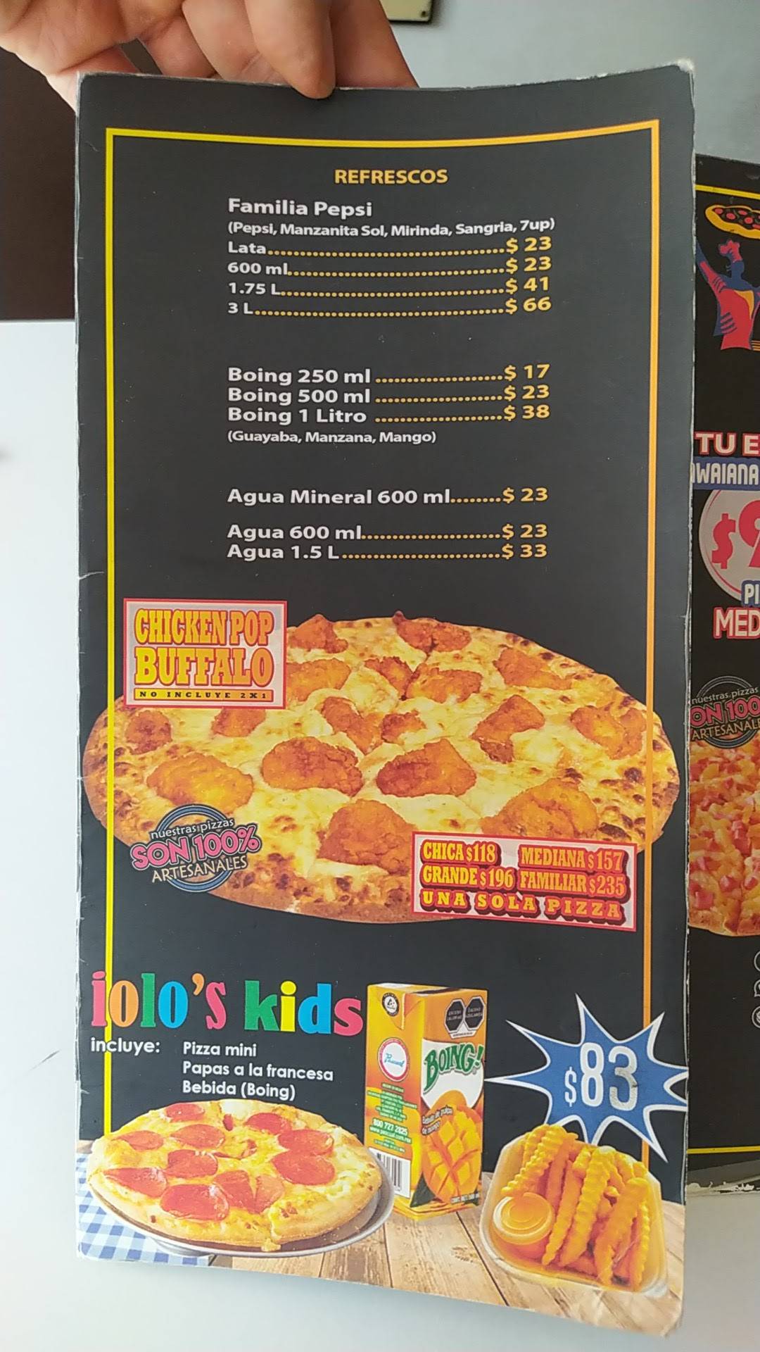 Carta del restaurante iolo’s Pizza (sucursal valle aragón), Nezahualcóyotl