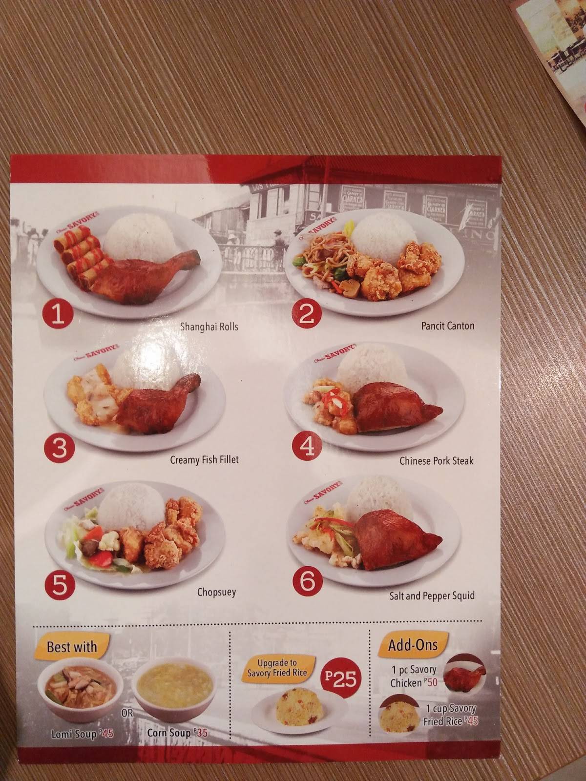 Menu at Classic Savory SM City Calamba restaurant, Calamba, SM City Calamba