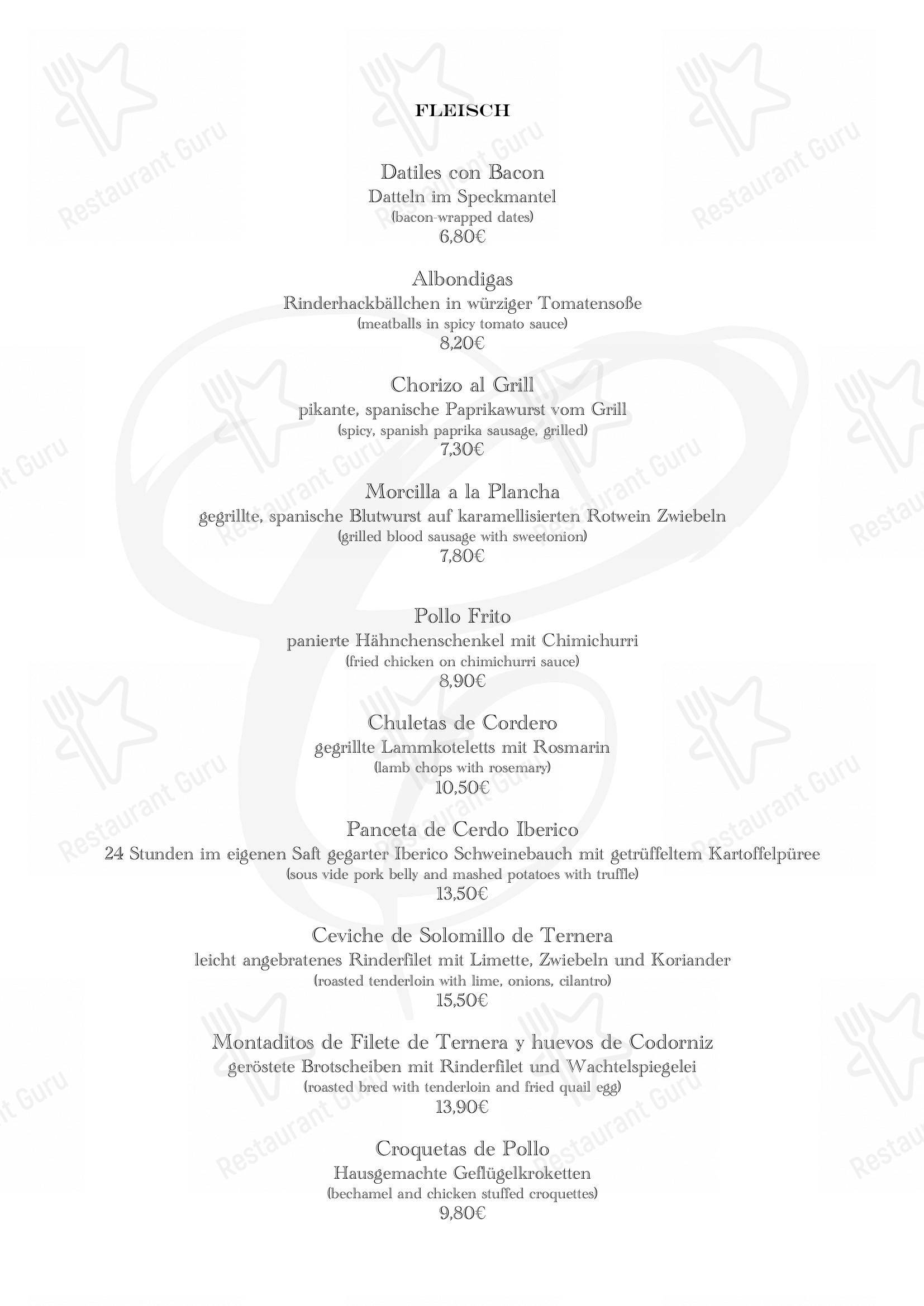 Speisekarte von Claudio's Restaurant und Bar, Hamburg