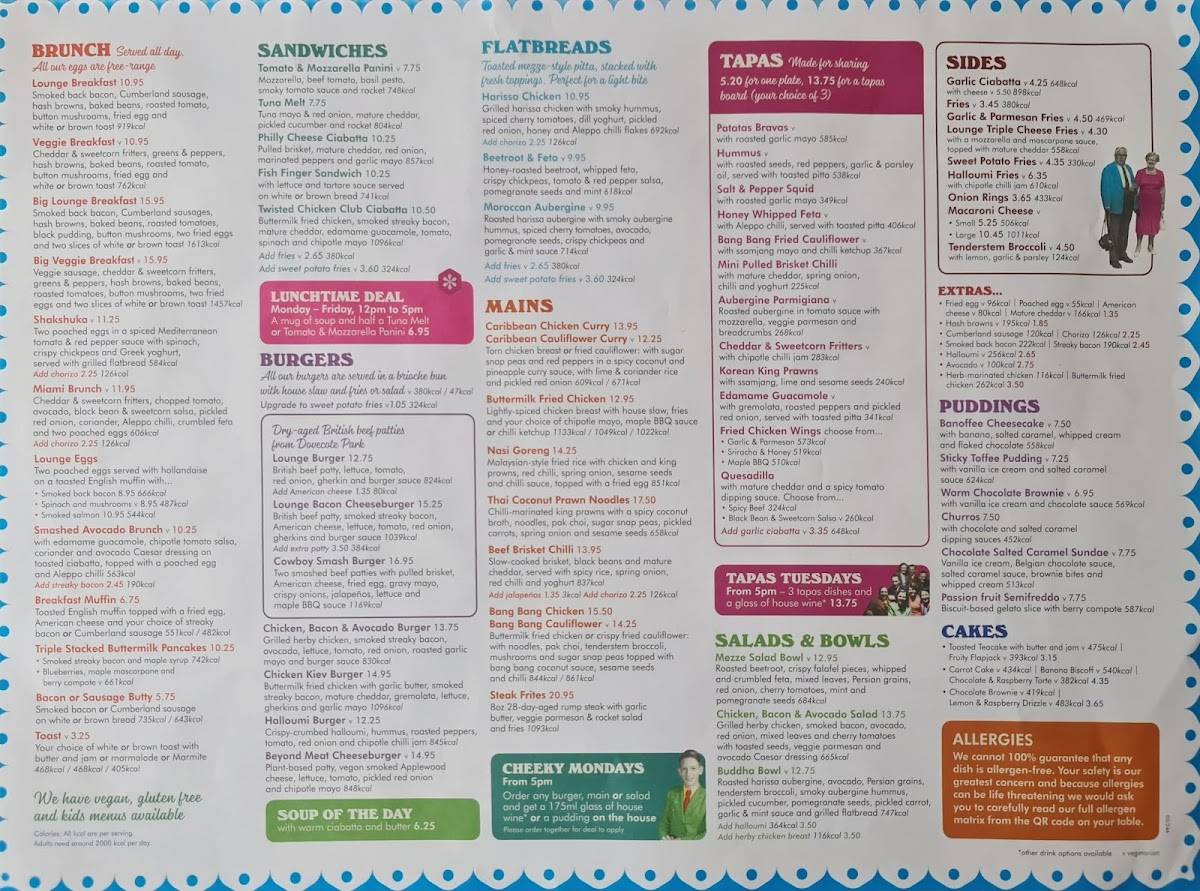 Menu at Clavio Lounge restaurant, Petersfield