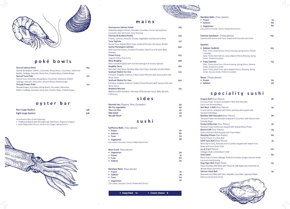 Menu at Clear Restaurant, Bloemfontein