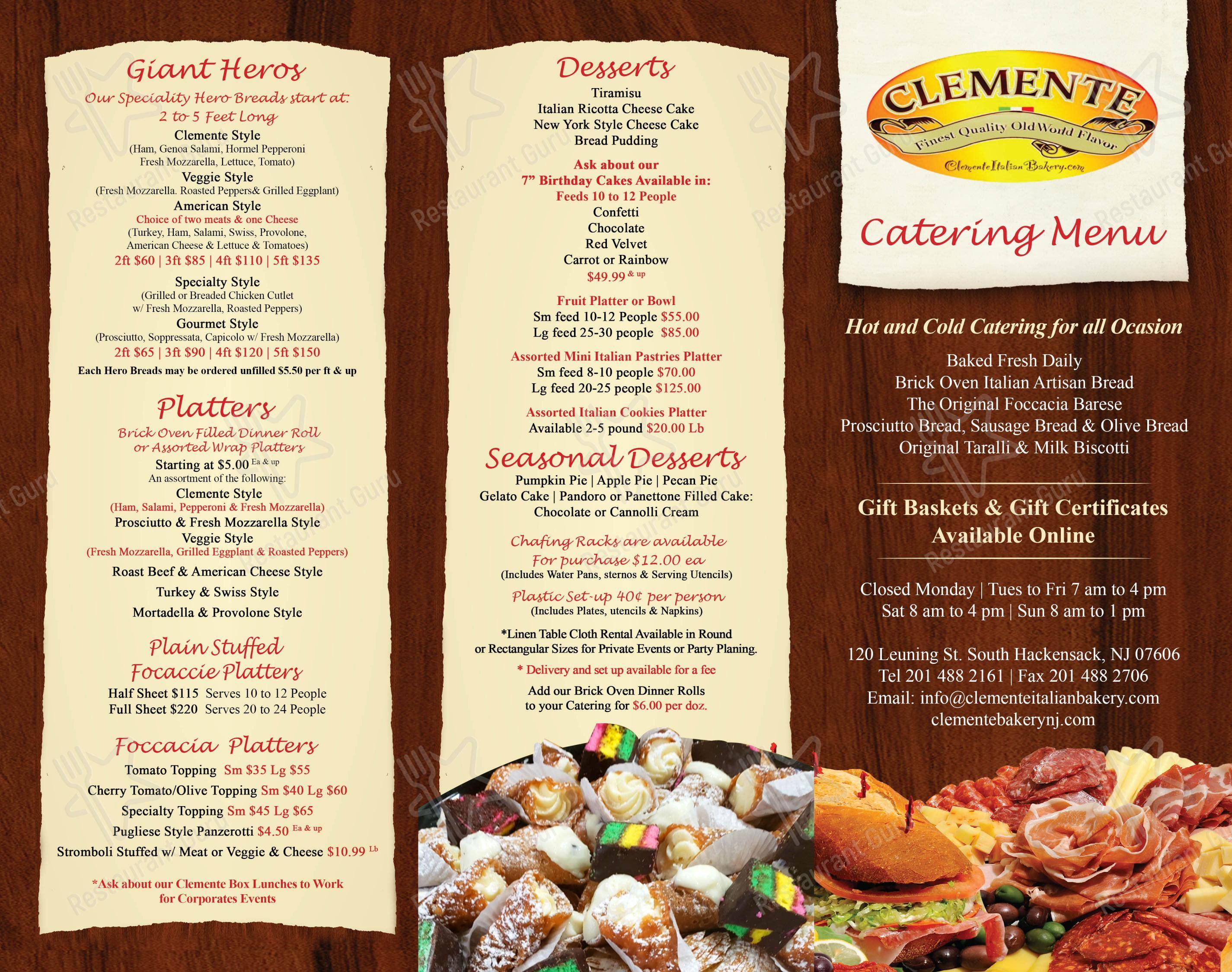 Carta de Clemente Bakery, South Hackensack