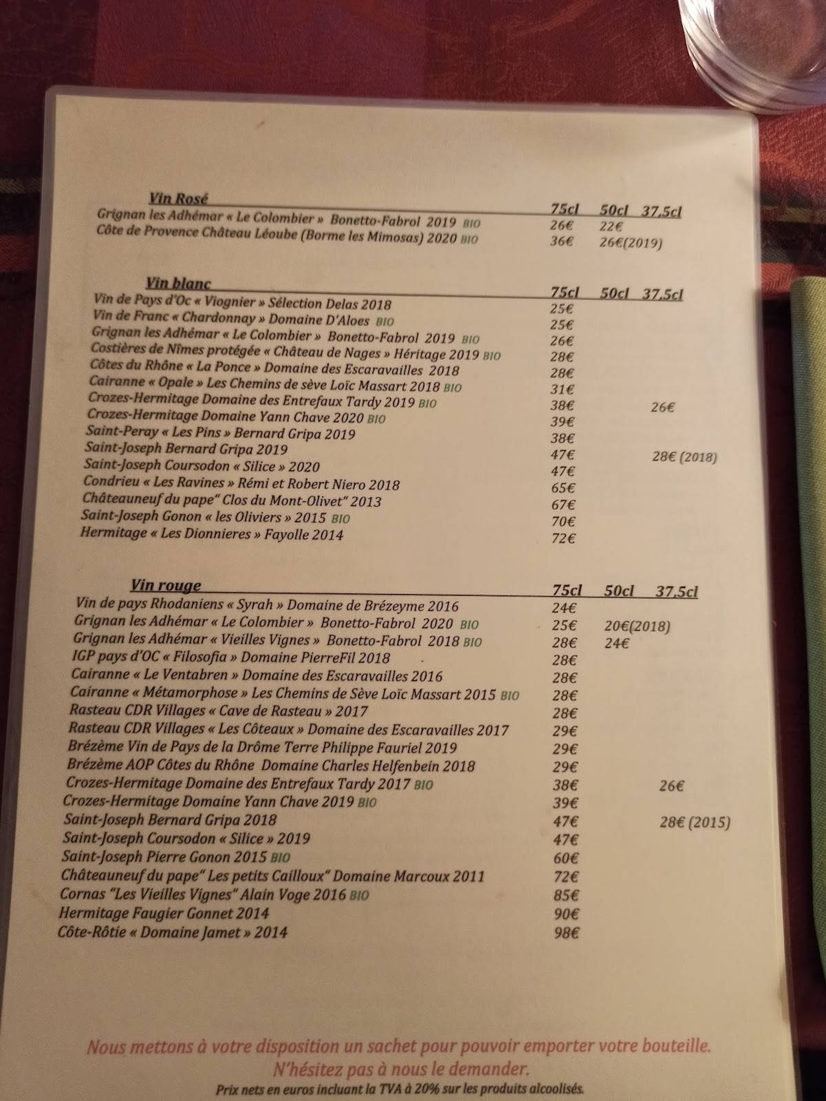 Menu au Restaurant La Fontaine - L’Artiste et le Cuisinier, Cliousclat