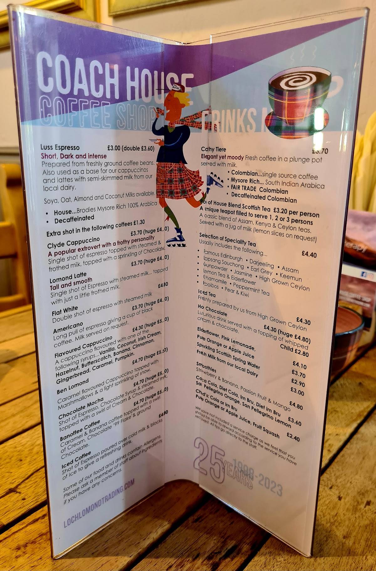 Menu at Coach House Coffee Shop and Store cafe, Luss