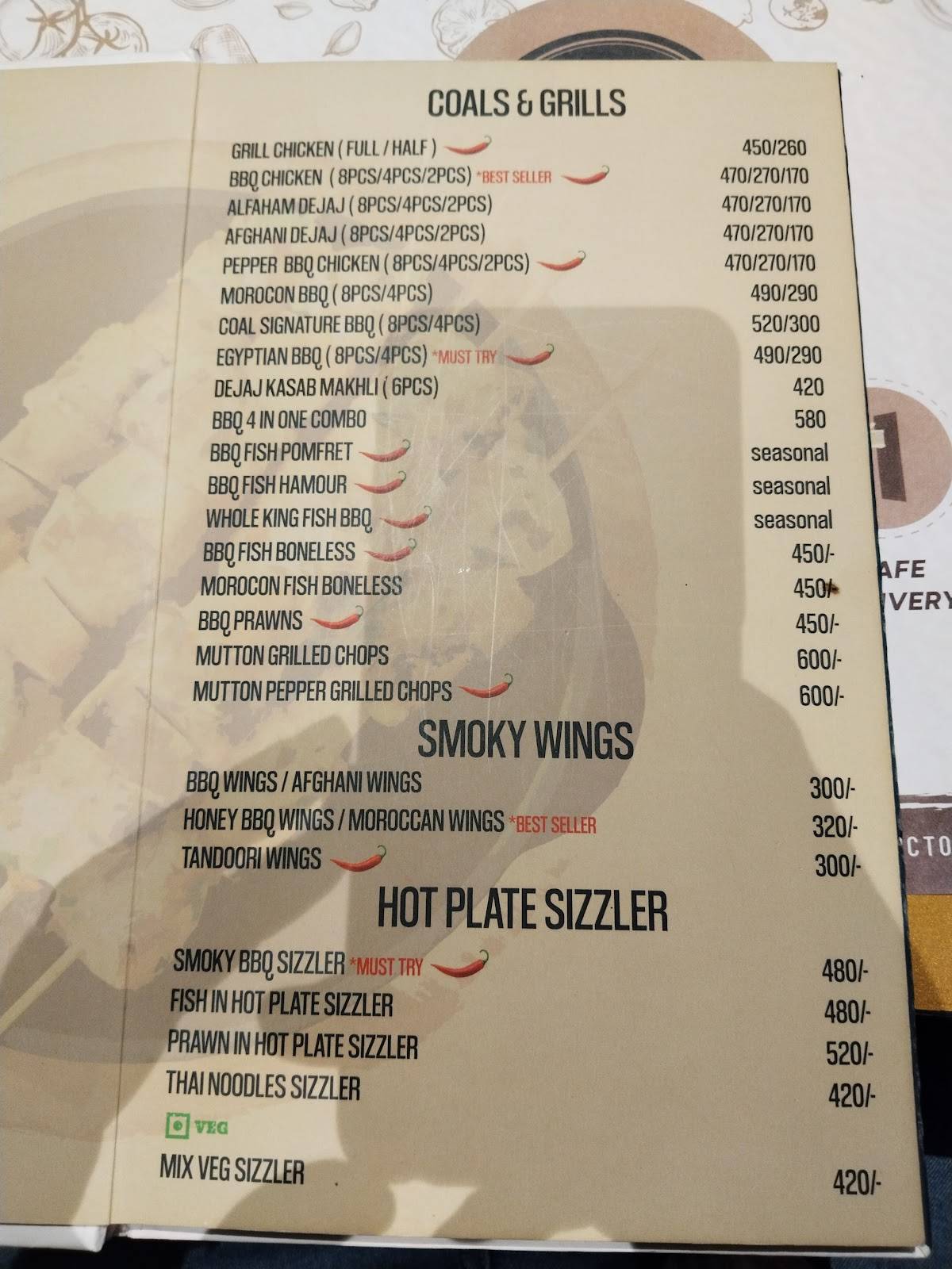 Menu at Coal Spark Restaurant, Bengaluru