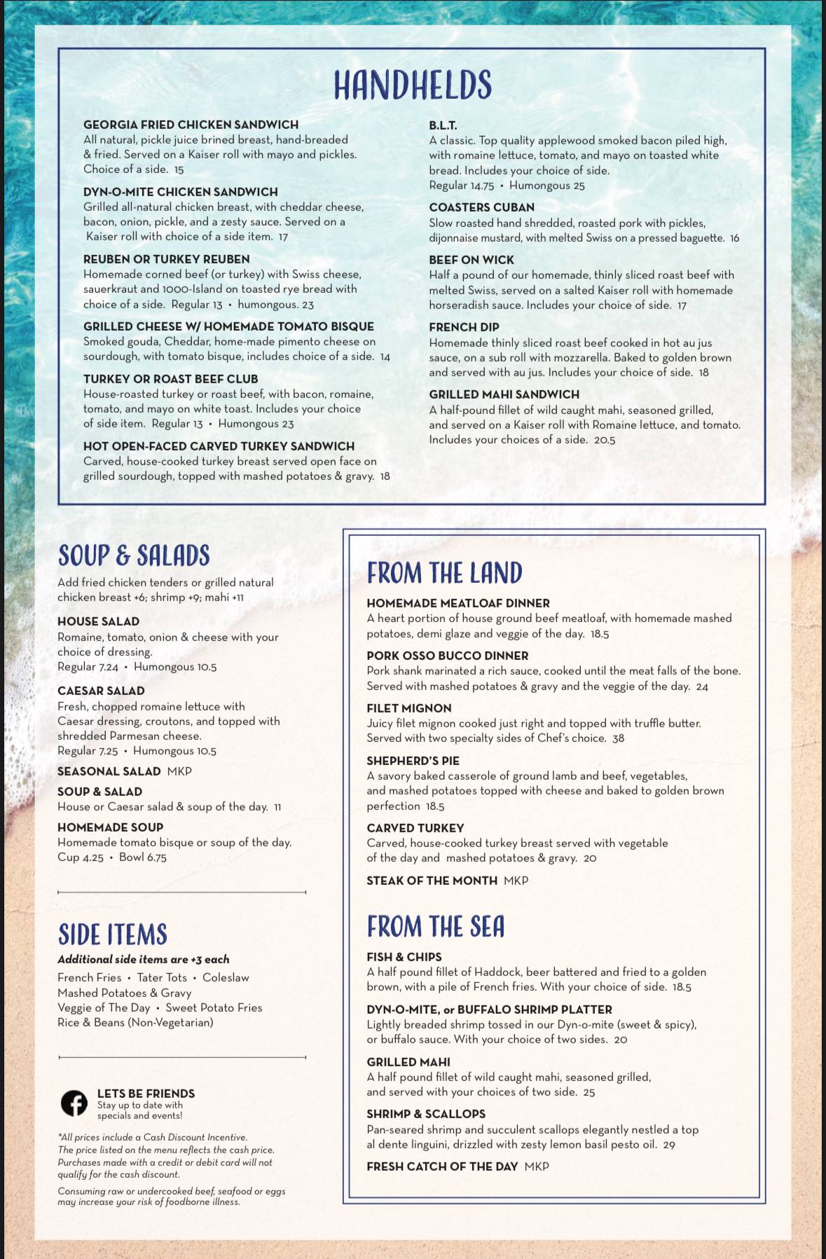 Menu at Coasters Taphouse pub & bar, Cocoa Beach