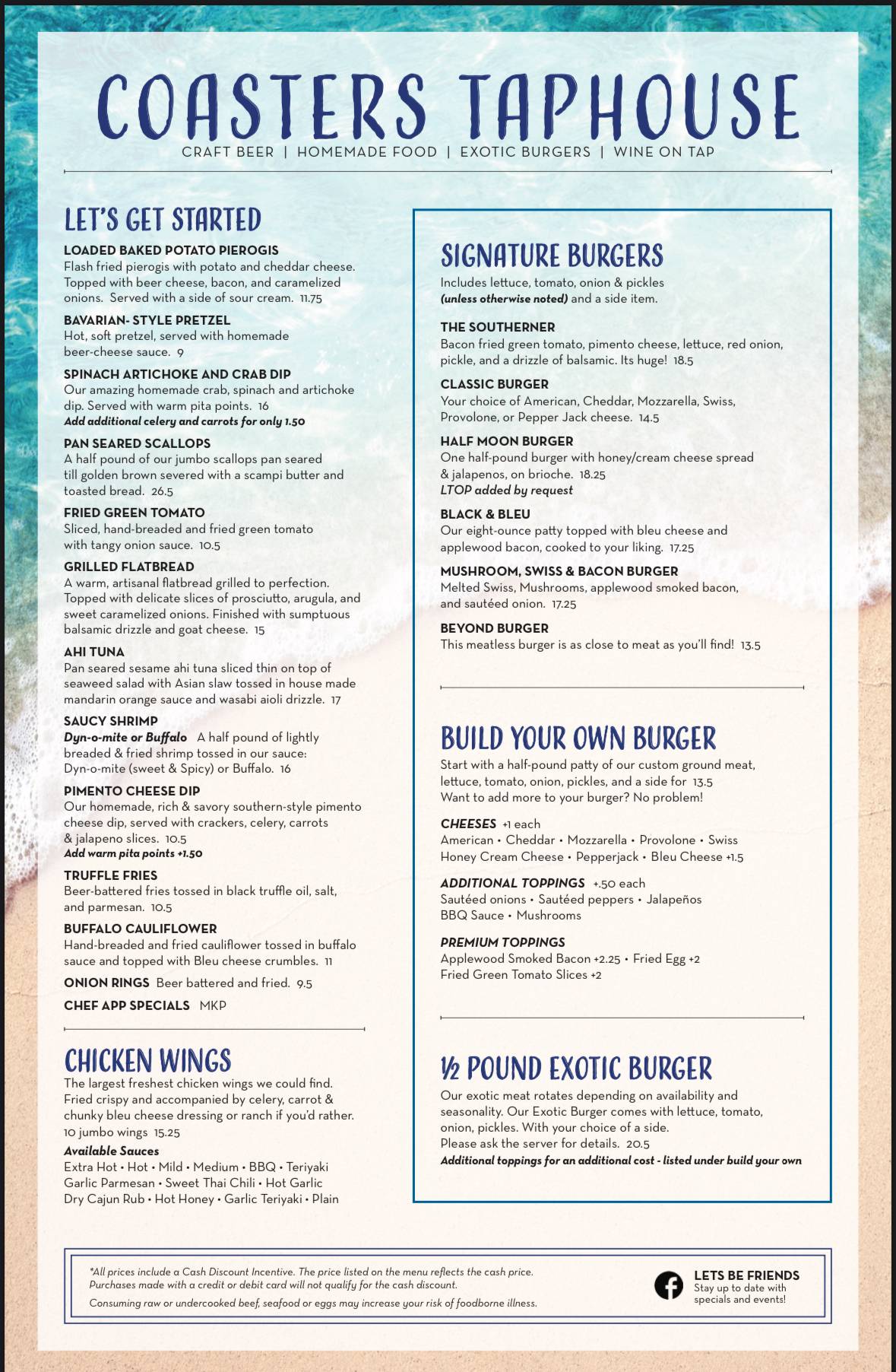Menu at Coasters Taphouse pub & bar, Cocoa Beach