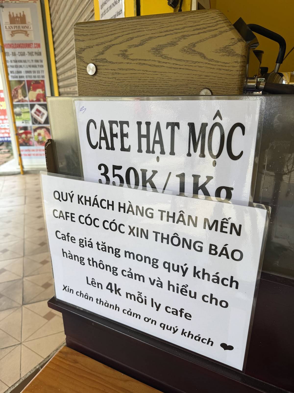 Menu at Cóc Cóc Coffee cafe, Vung Tau