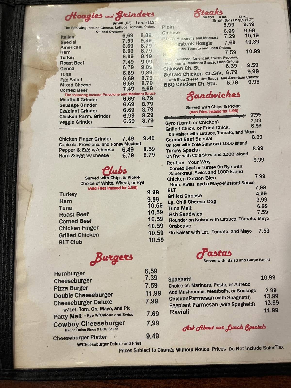 Menu at Limestone Pizza & Grille pizzeria, Cochranville