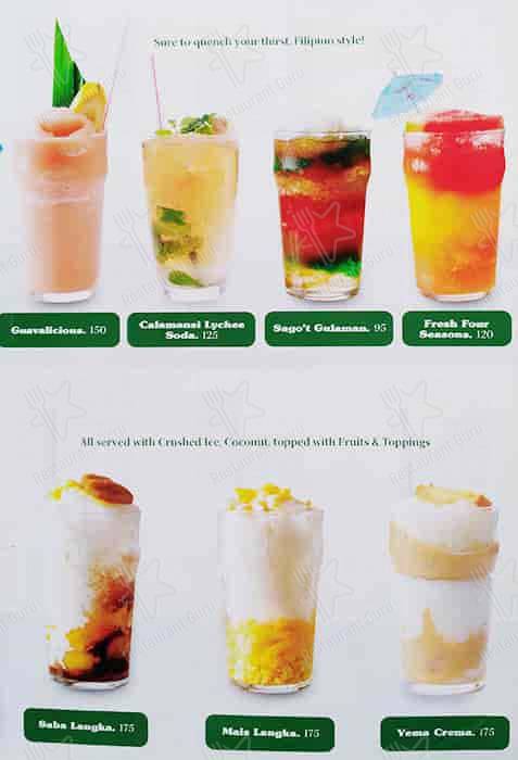 Menu at The Coconut Club, Taguig