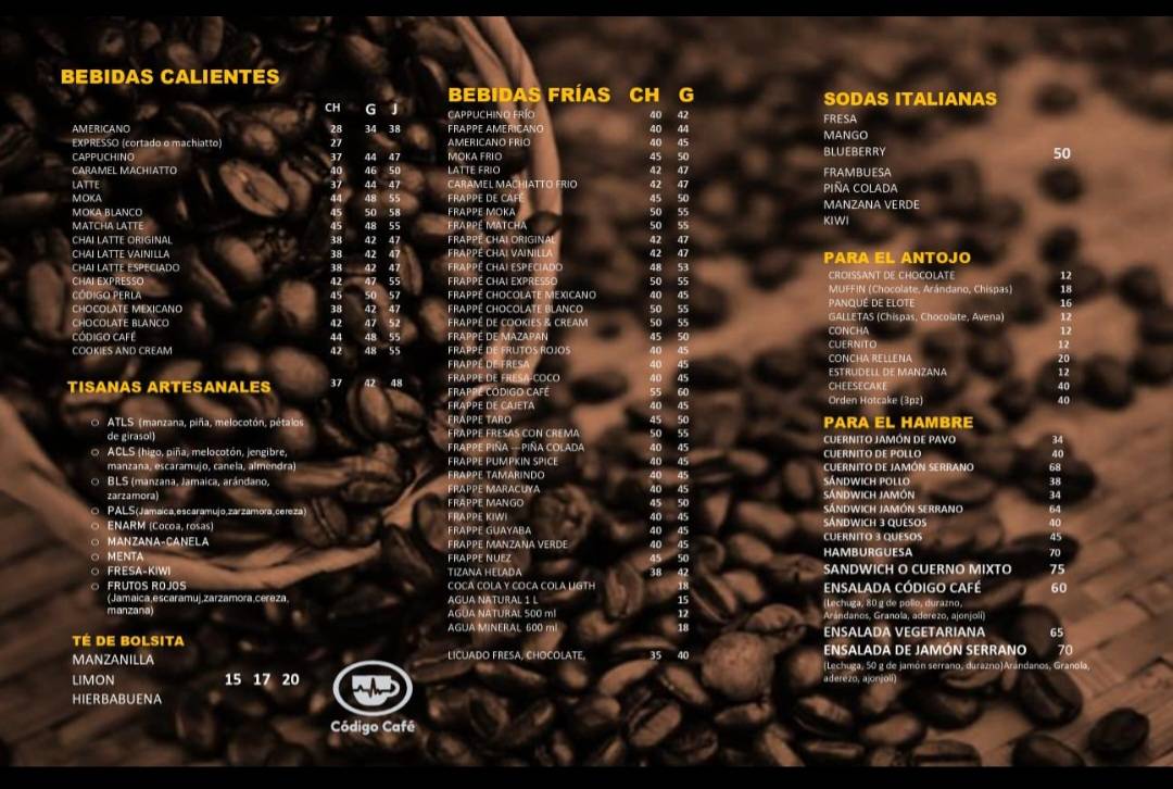 Carta de Código Café, Ciudad de México, 56589 zoquiapan