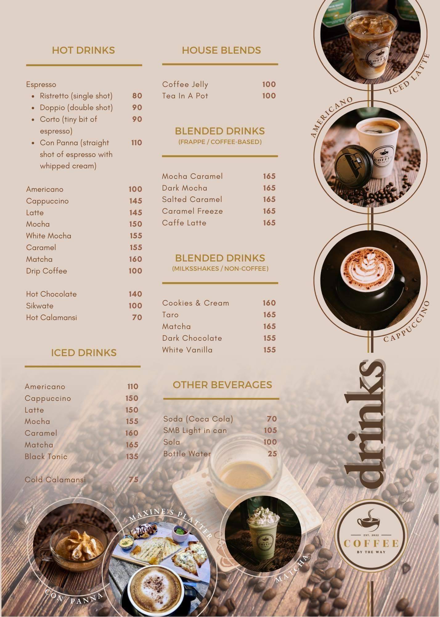 Menu at Coffee By The Way cafe, Davao City