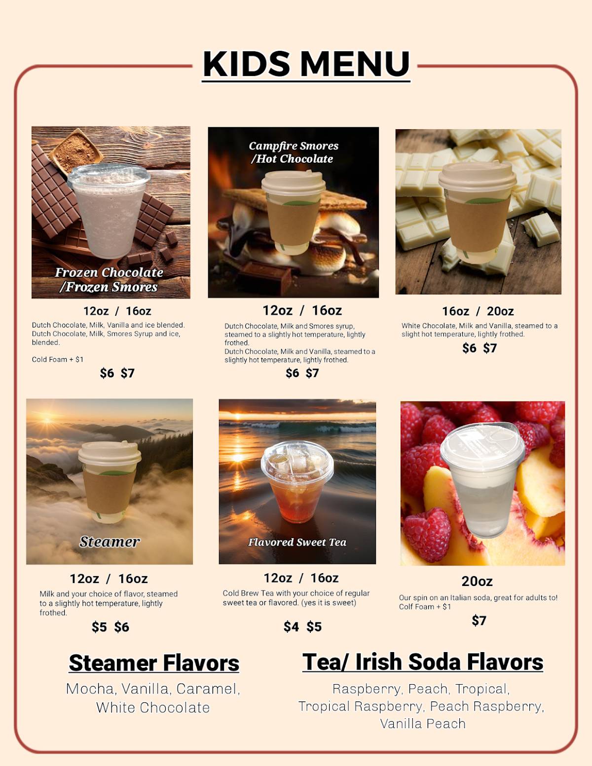 Menu at Coffee Joe Co. LLC, Prairie Farm