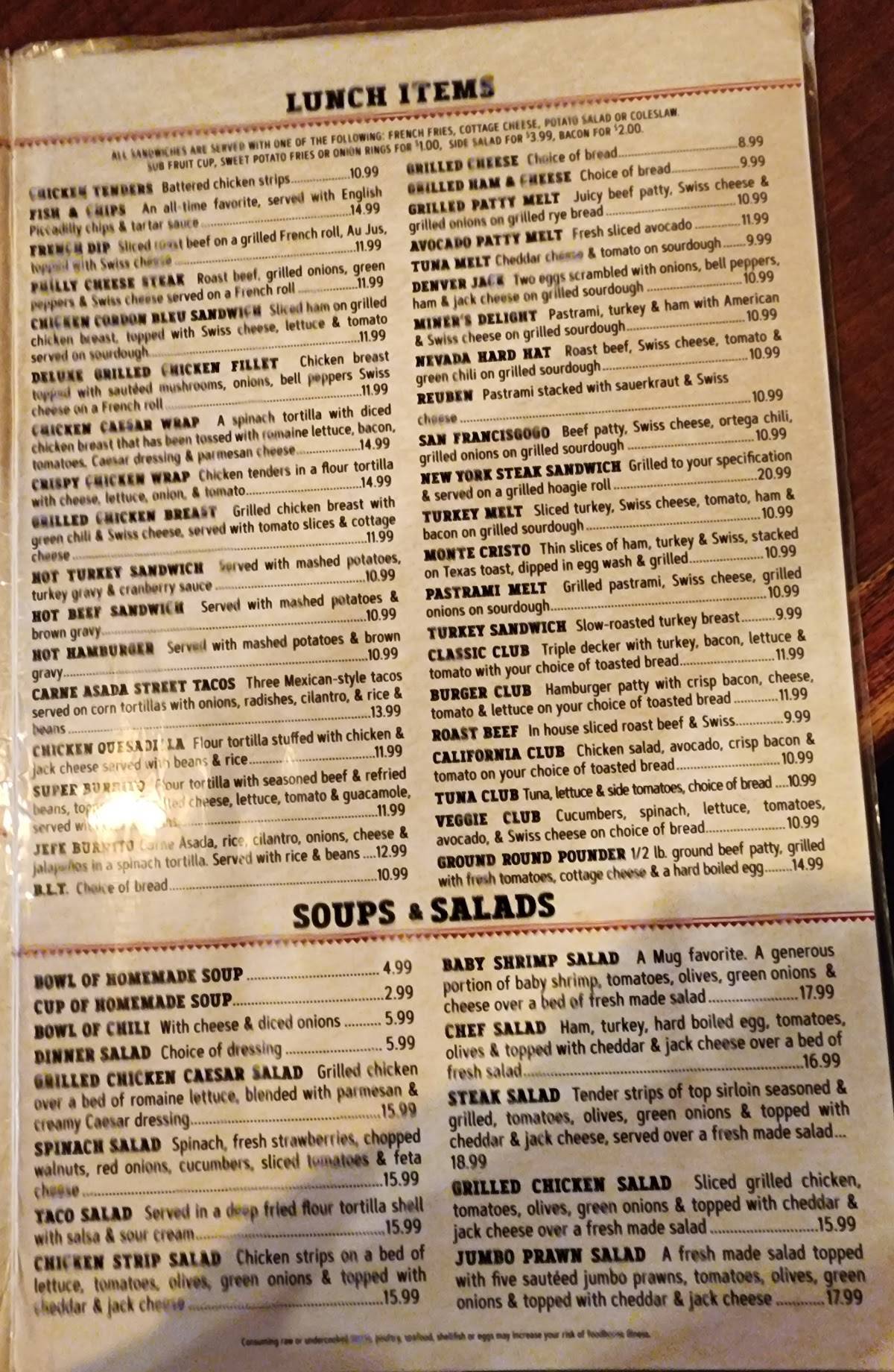 Menu at Coffee Mug restaurant, Elko, 576 Commercial St