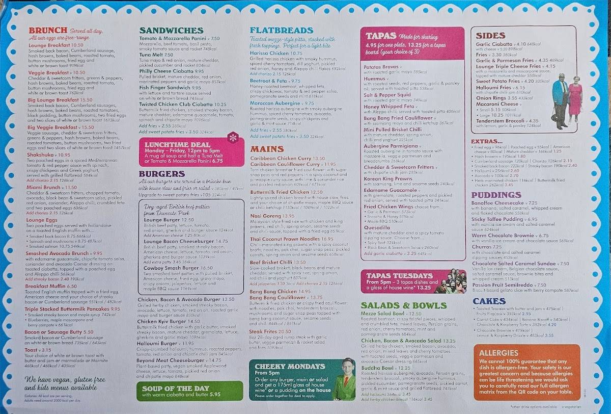 Menu at Cofio Lounge restaurant, Carmarthen