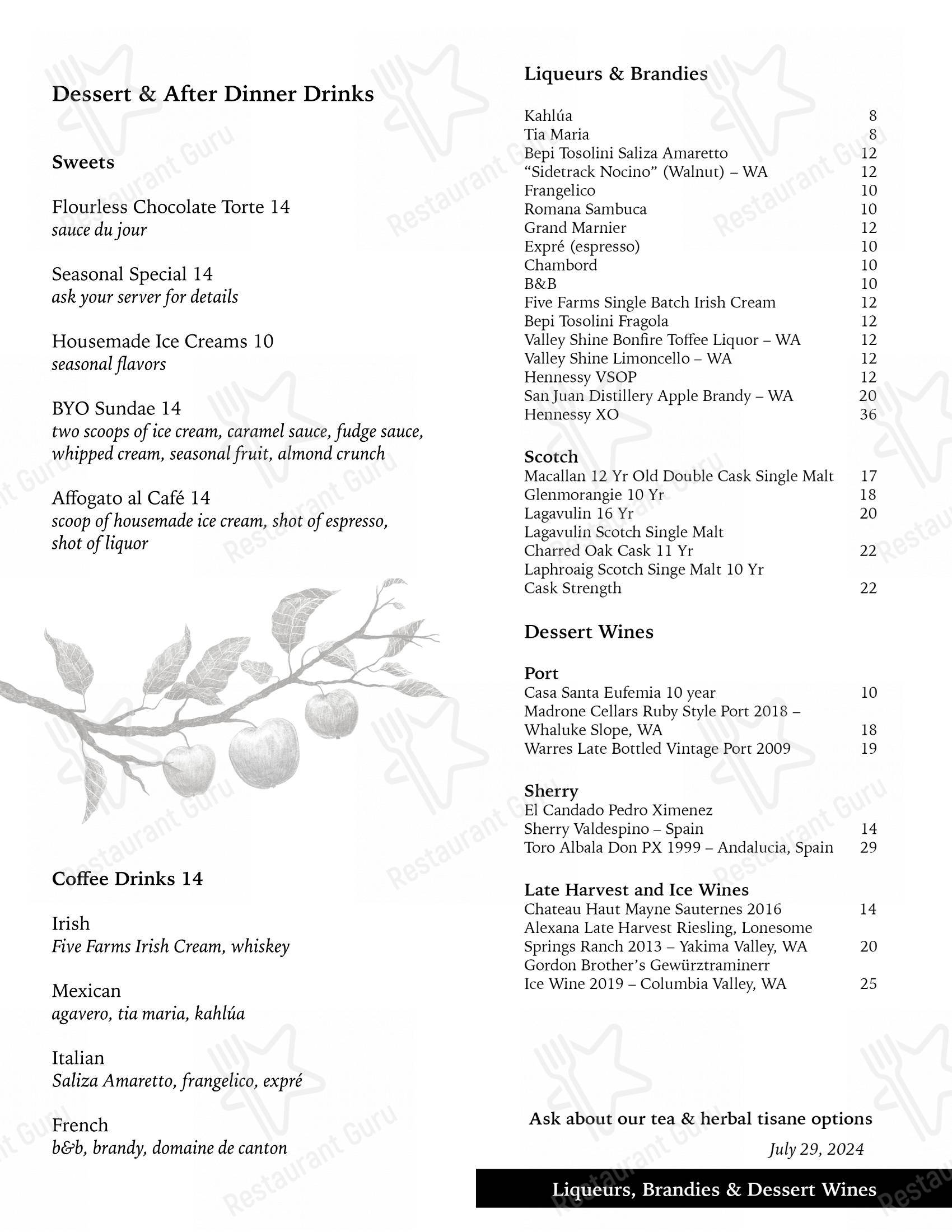 Menu at Coho Restaurant, Friday Harbor