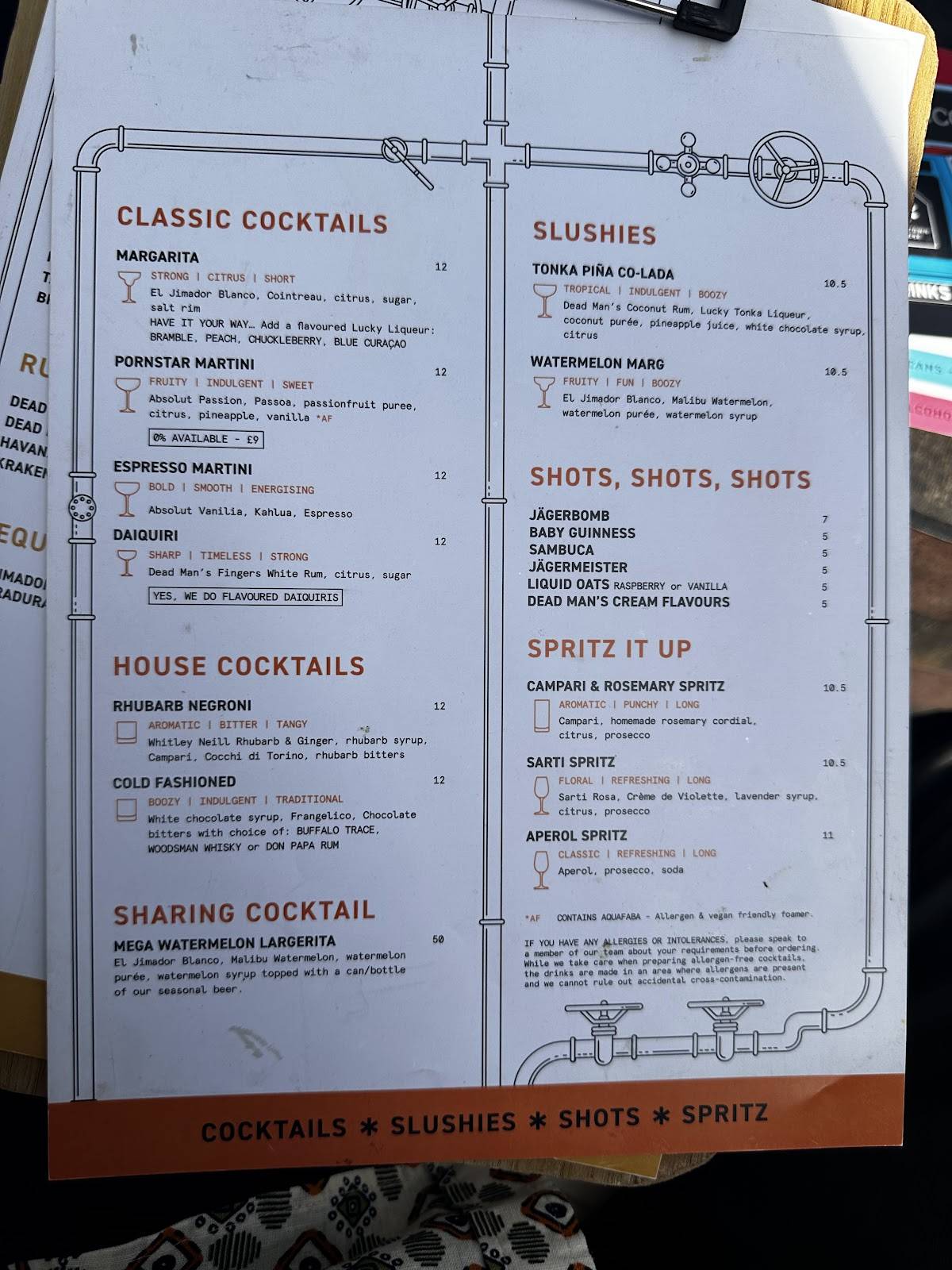 Menu at Cold Town House pub & bar, Edinburgh