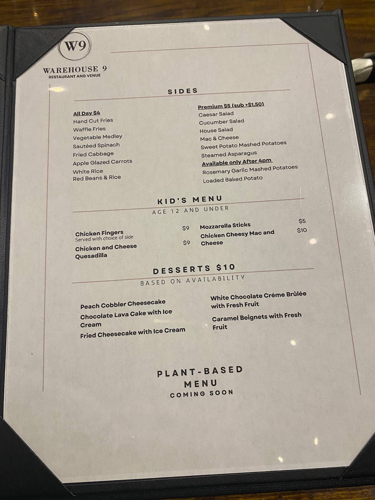 Menu at Warehouse 9 pub & bar, Columbus