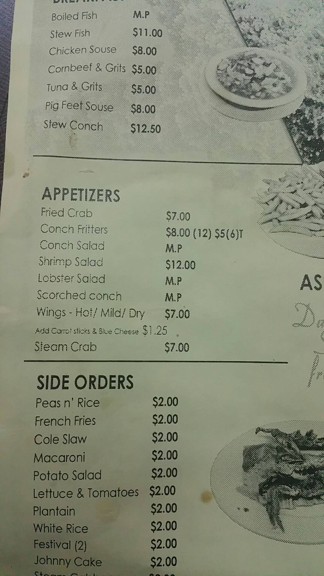 Menu at Conch Heaven restaurant, Miami, NW 27th Ave