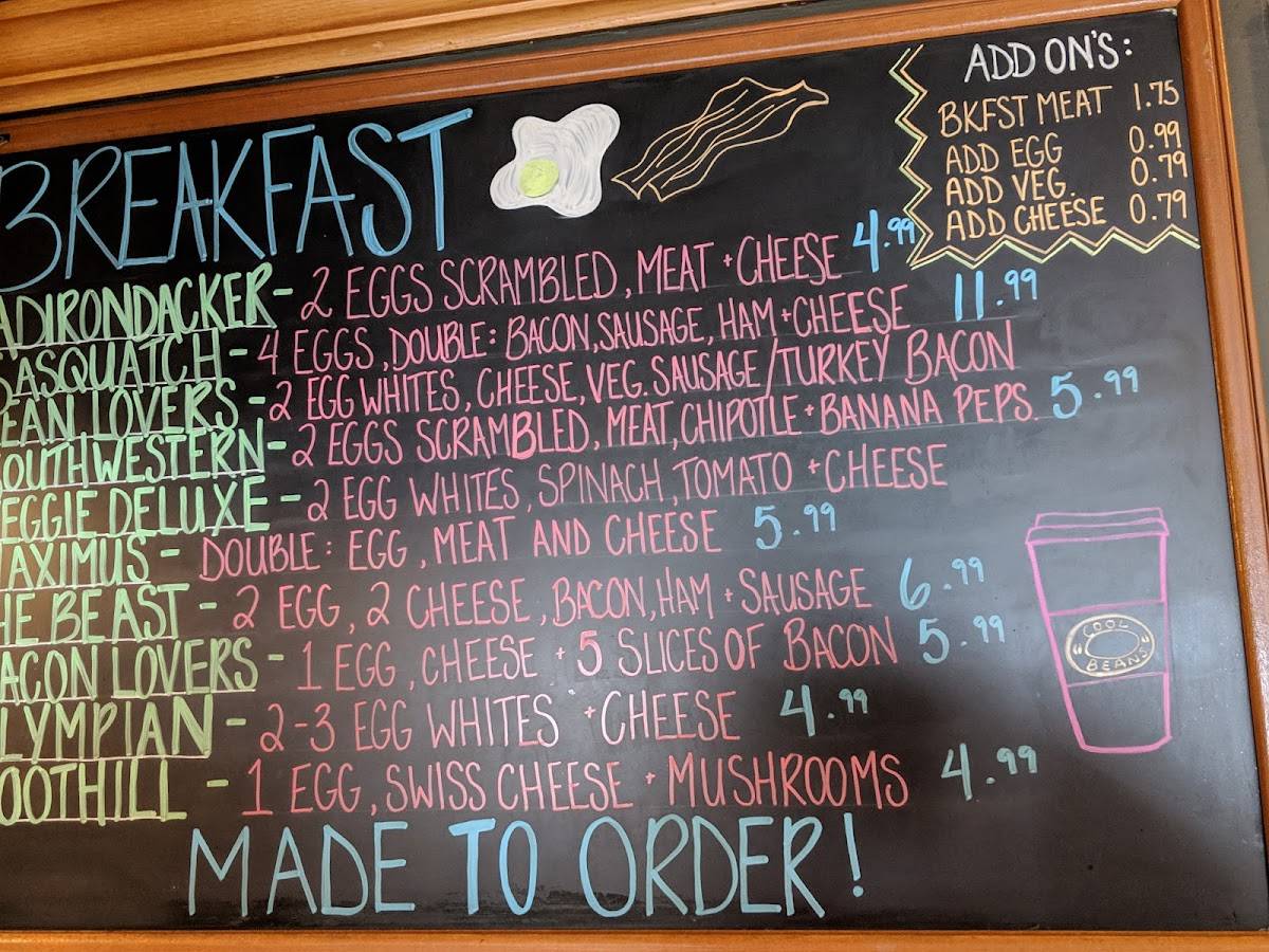 Menu at Cool Beans cafe, Queensbury, 2 S Western Ave