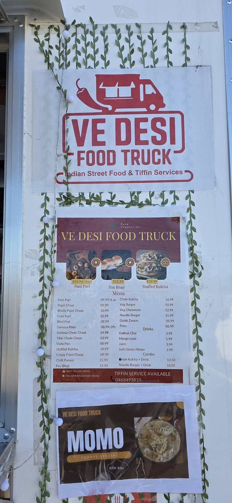 Menu at VE DESI FOOD TRUCK restaurant, Coombs