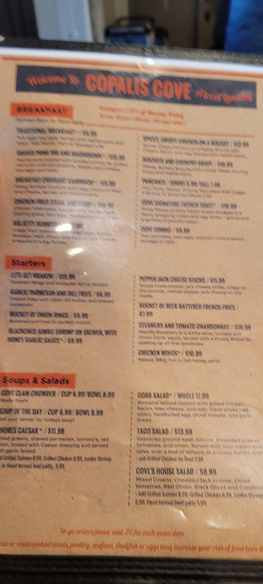 Menu at Copalis Cove Pub & Eatery, Ocean Shores