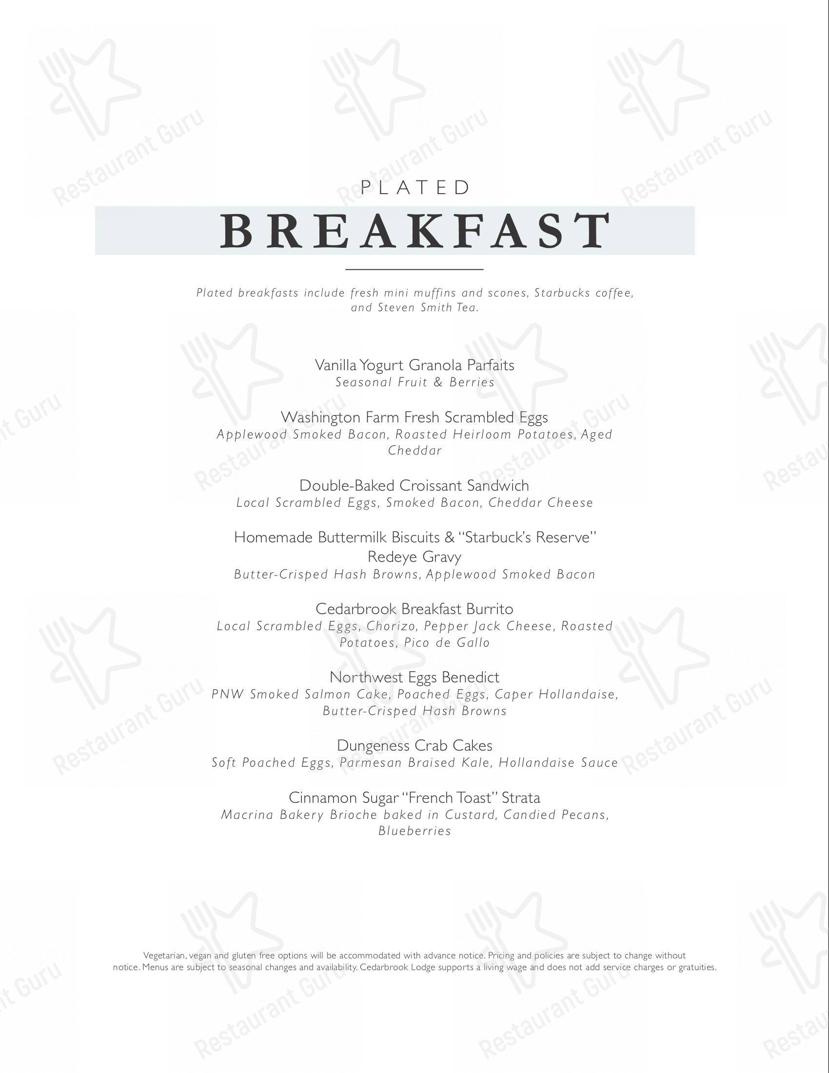 Menu at Copperleaf Restaurant & Bar, SeaTac
