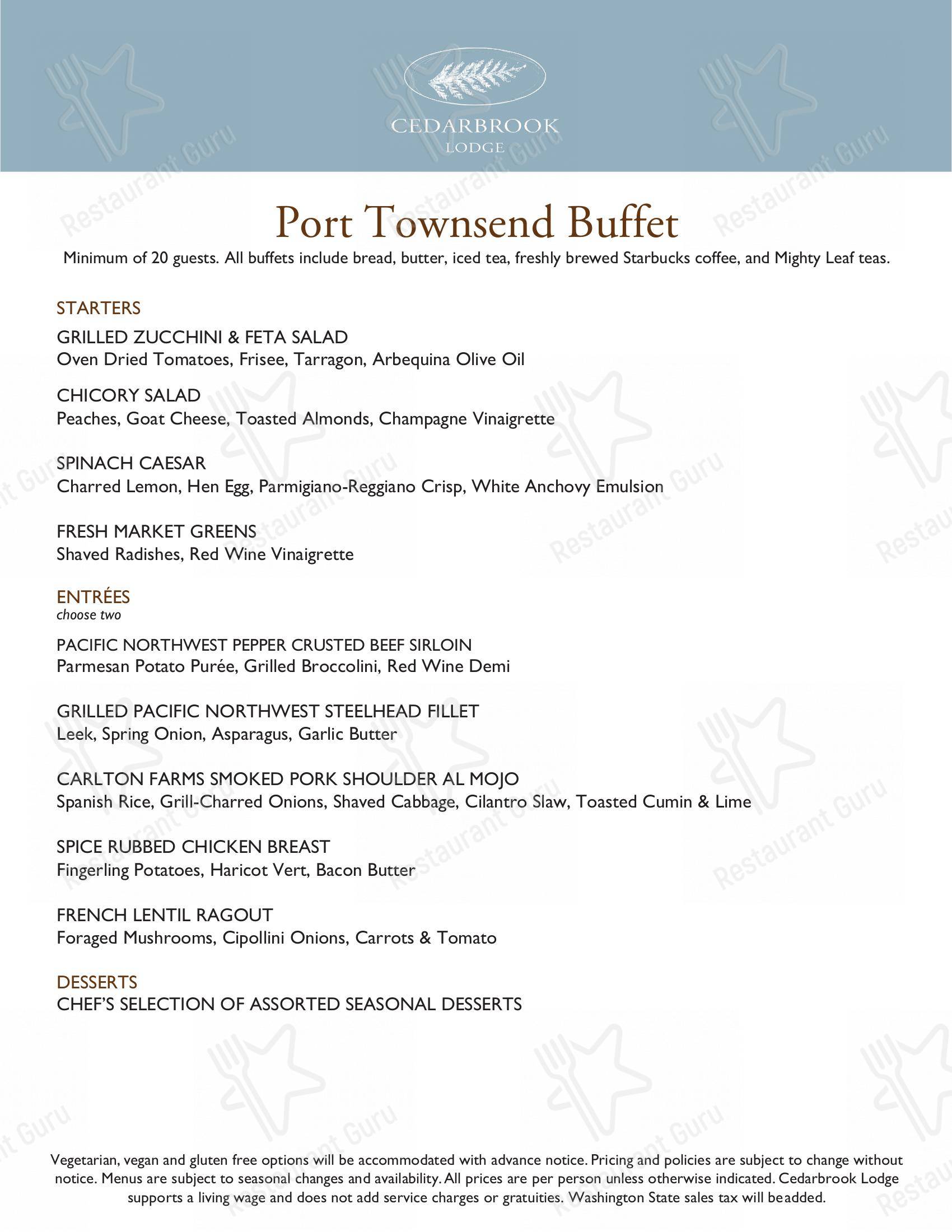 Menu at Copperleaf Restaurant & Bar, SeaTac