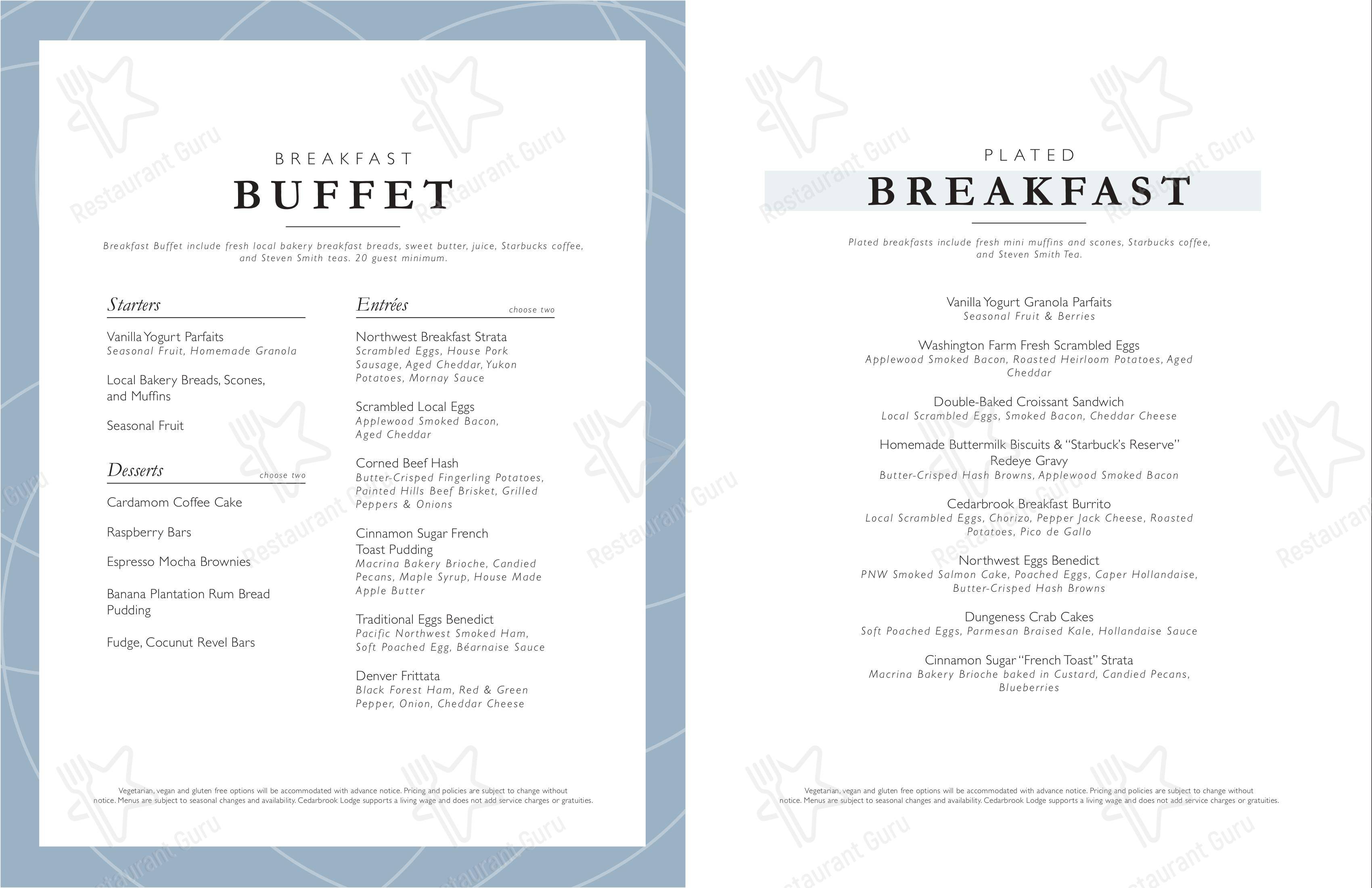 Menu at Copperleaf Restaurant & Bar, SeaTac