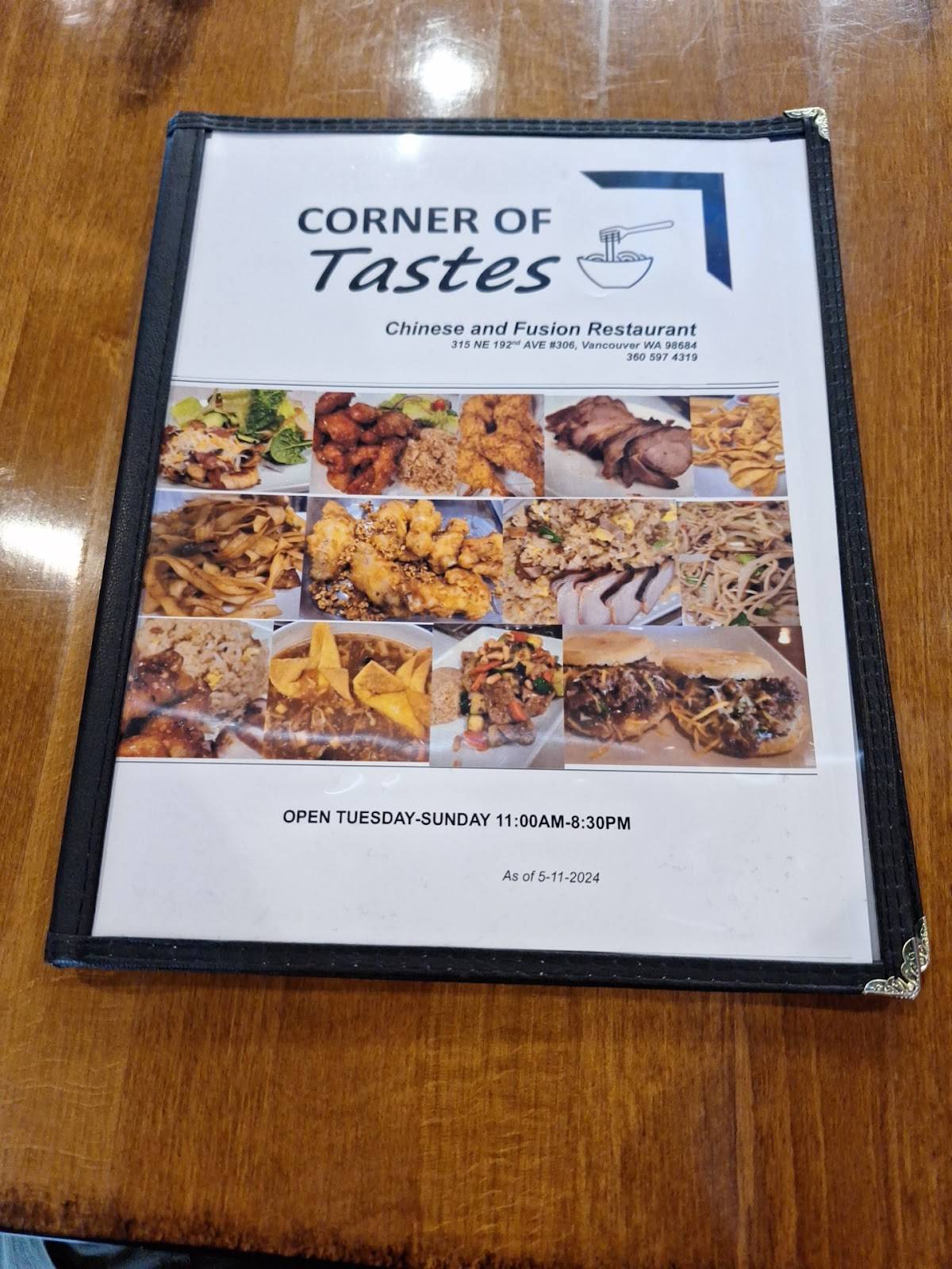 Menu at Corner of Tastes restaurant, Vancouver