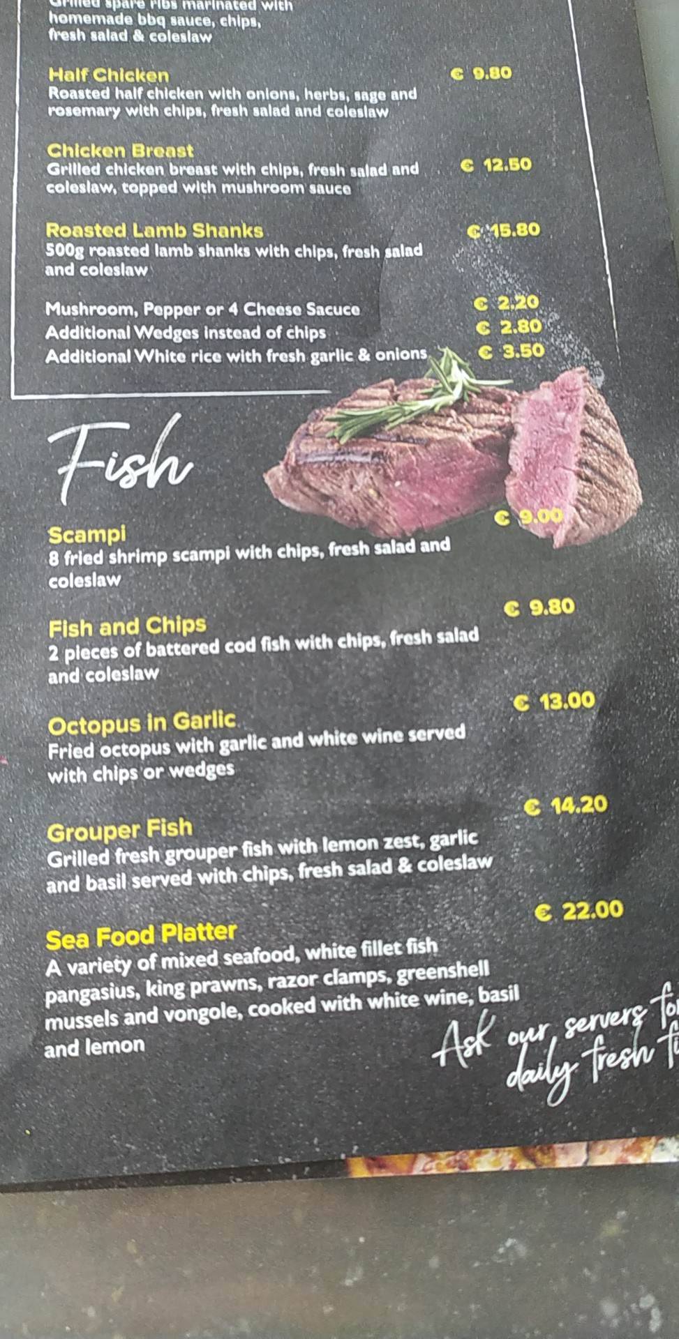 Menu at Corner view restaurant, Marsaskala