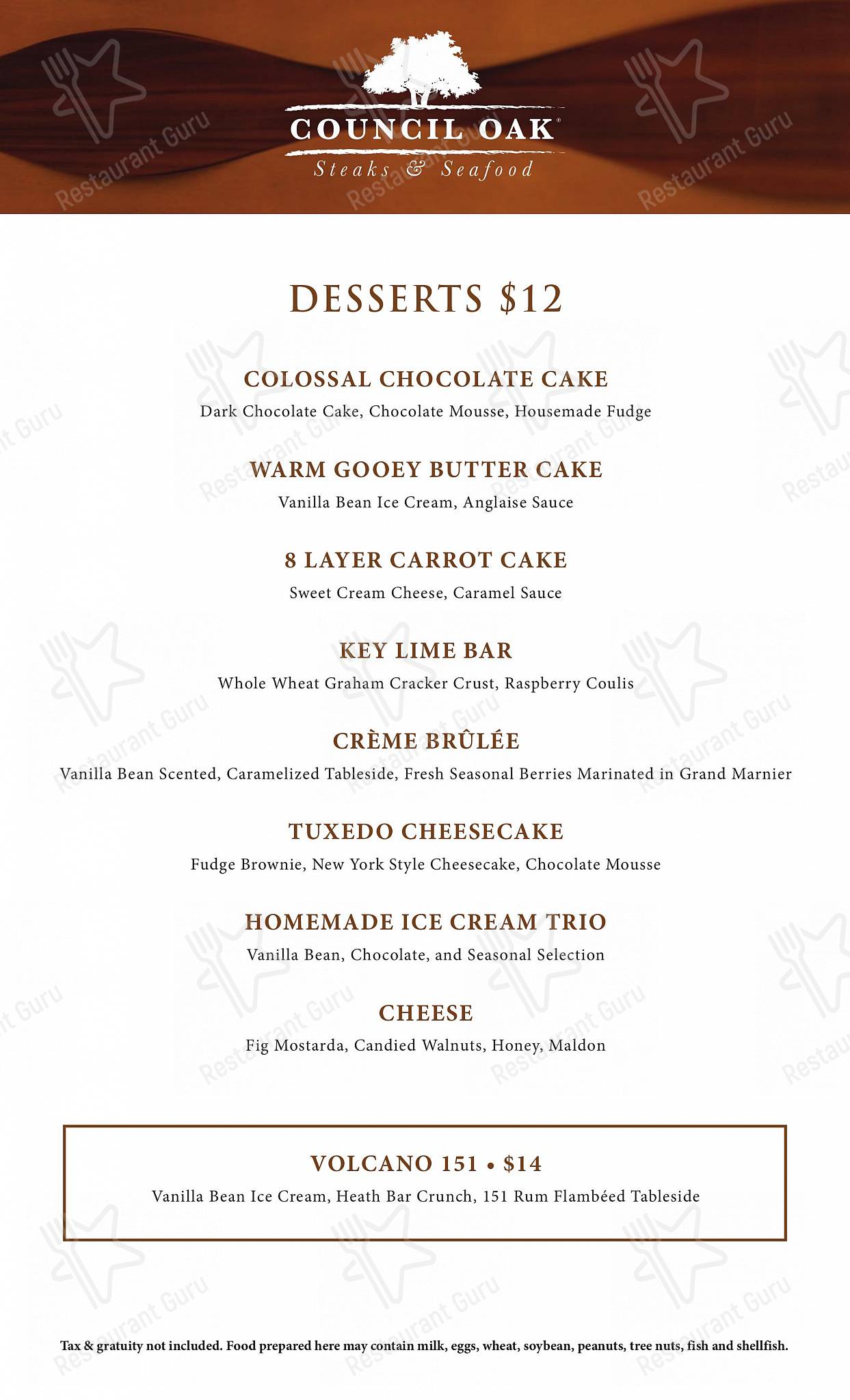 Menu at Council Oak Steaks & Seafood (in Seminole Hard Rock Tampa ...