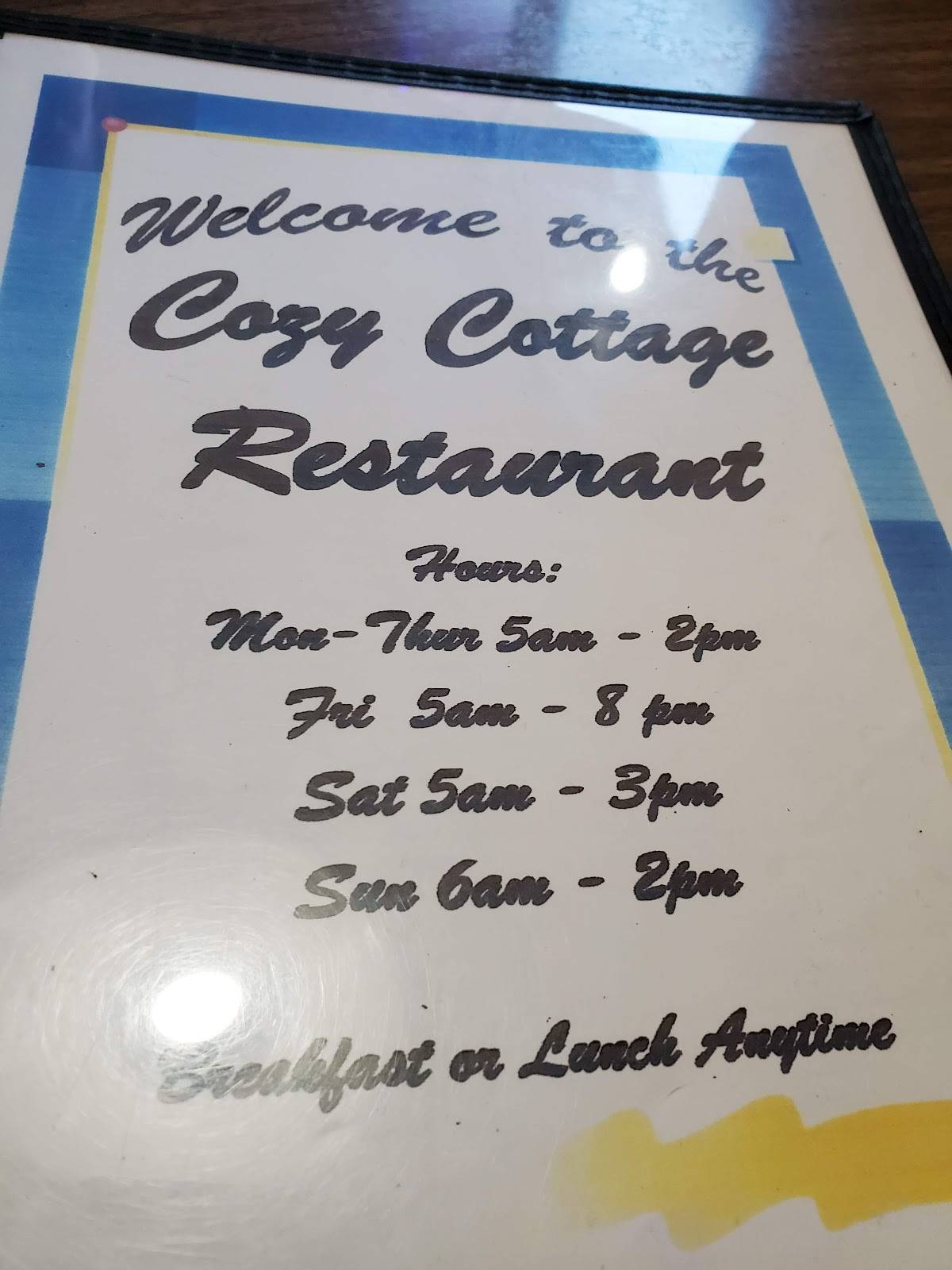 Menu at Cozy Cottage Restaurant, Warsaw