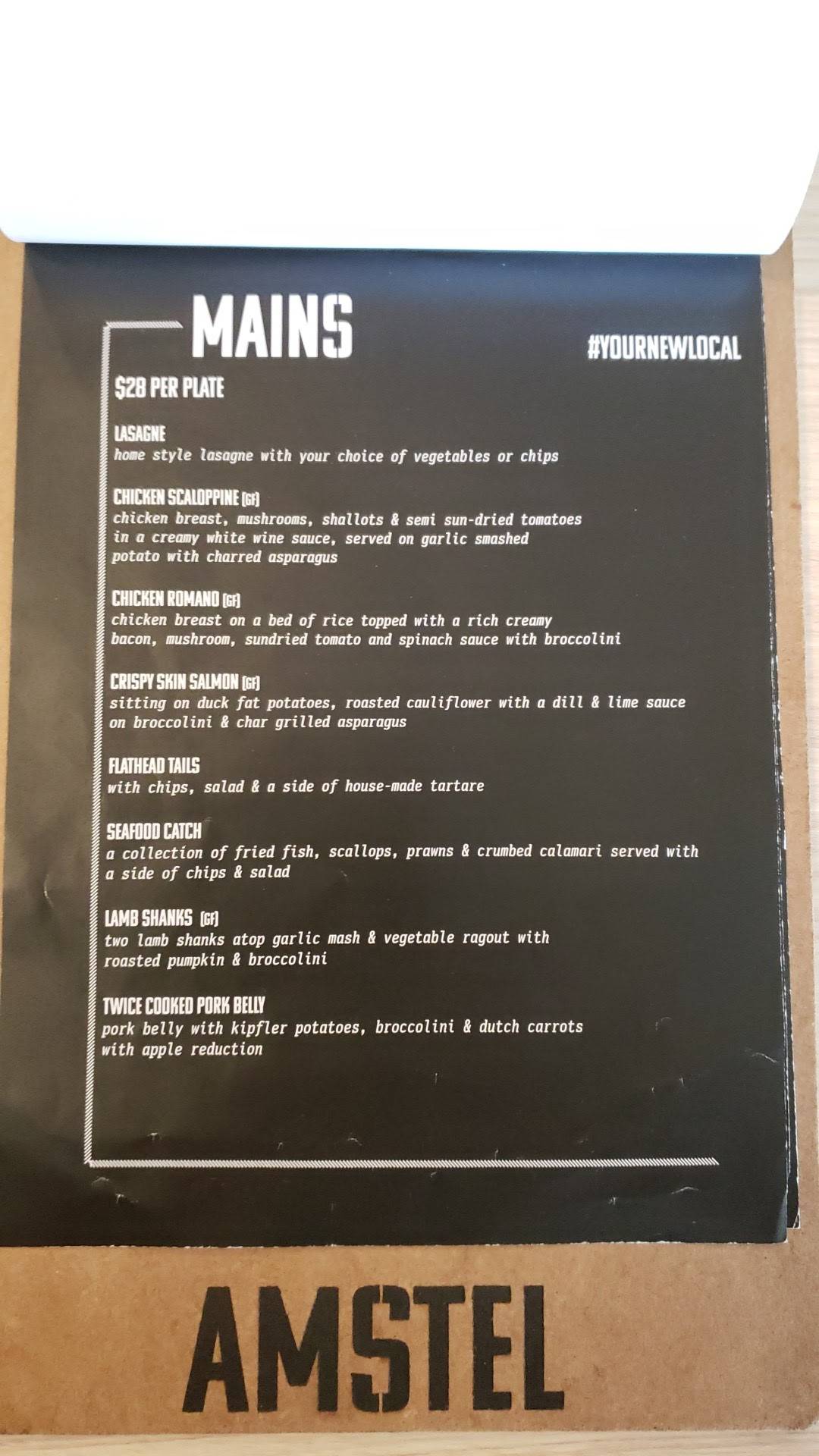 Menu at Amstel Club, Cranbourne