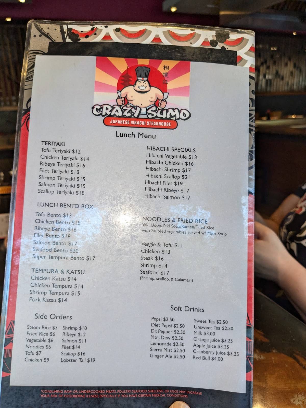 Menu at Crazy Sumo Ellsworth steakhouse, Ellsworth