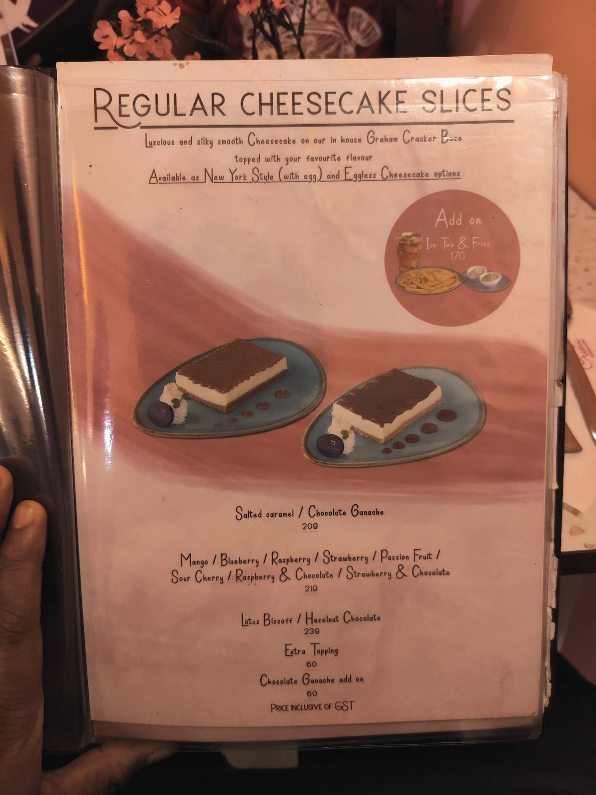 Menu at Crema, Chennai