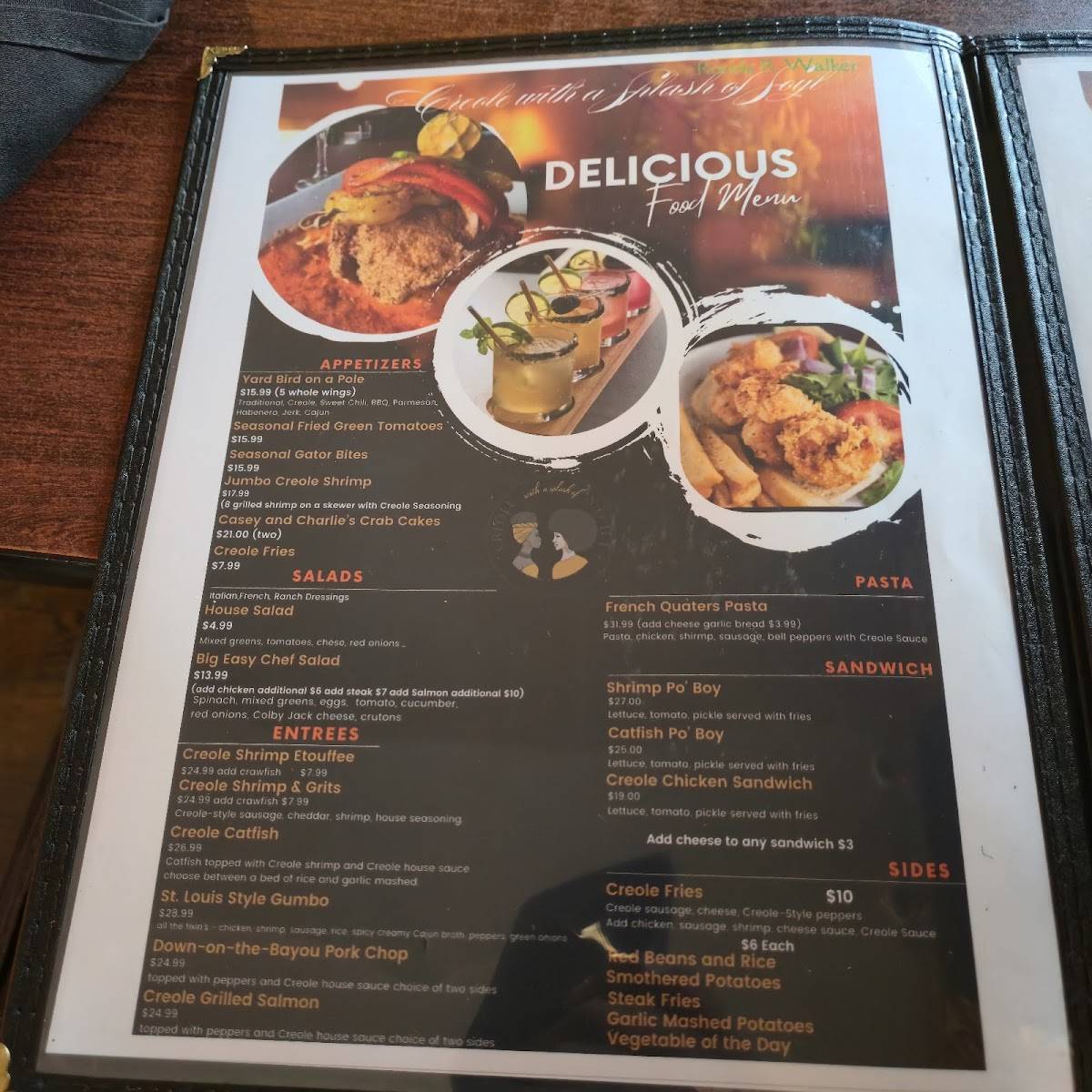 Menu at Creole With A Splash Of Soul restaurant, St. Louis
