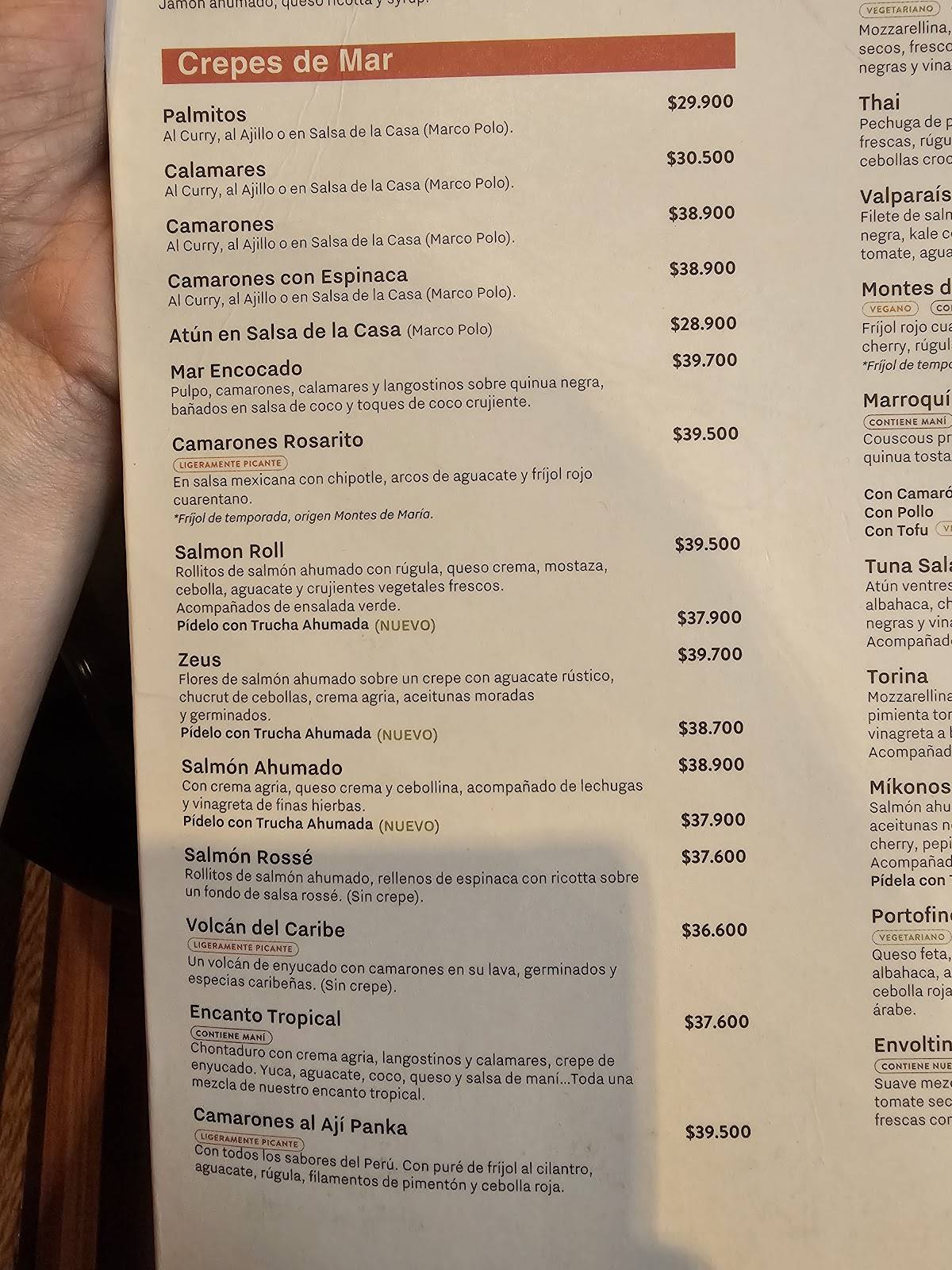 Carta del restaurante Crepes & Waffles (Parque San Pío), Bucaramanga ...