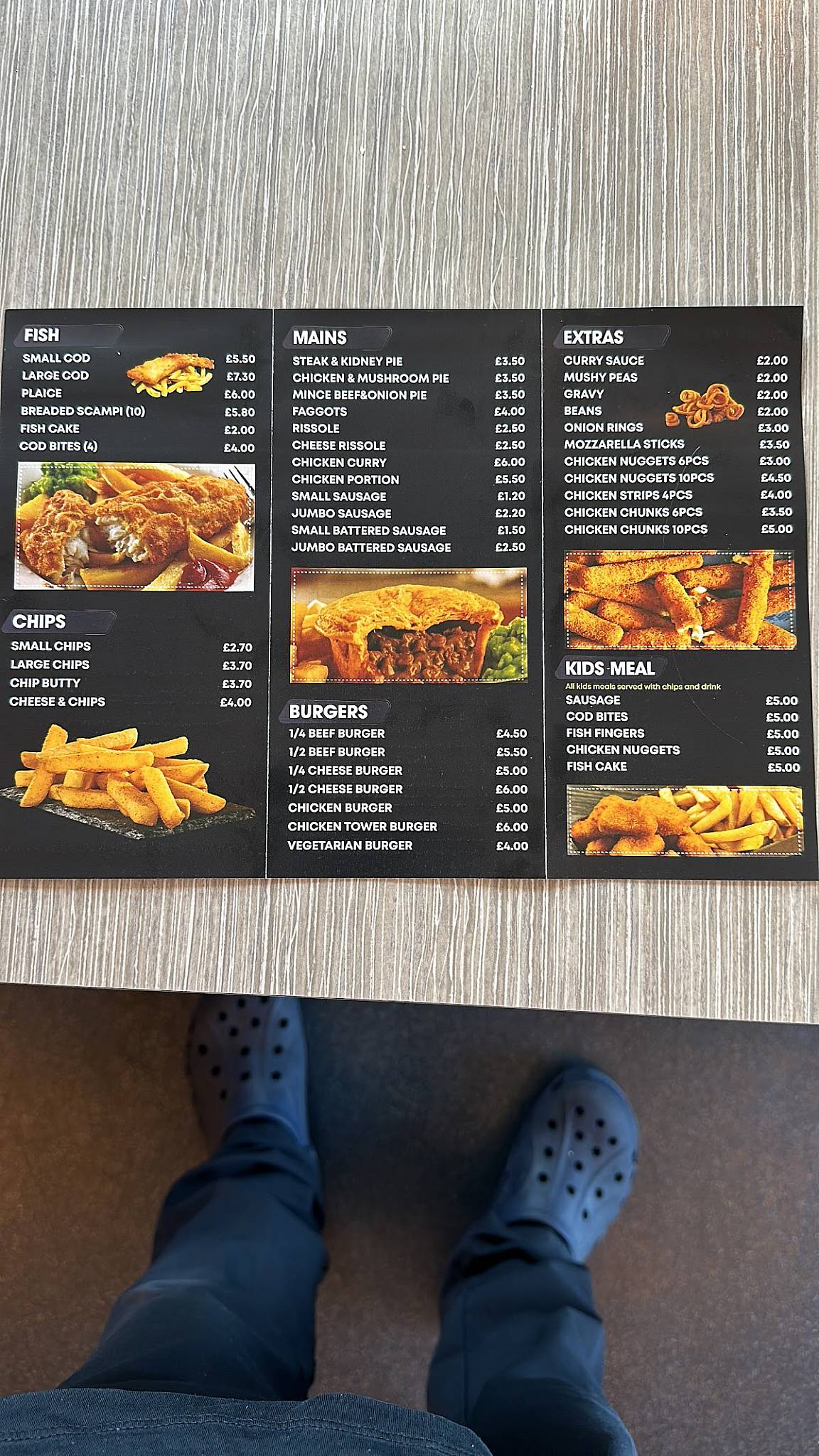 Menu at Crisp & Fry Pontyates restaurant, Llanelli, 19 Heol Llanelli