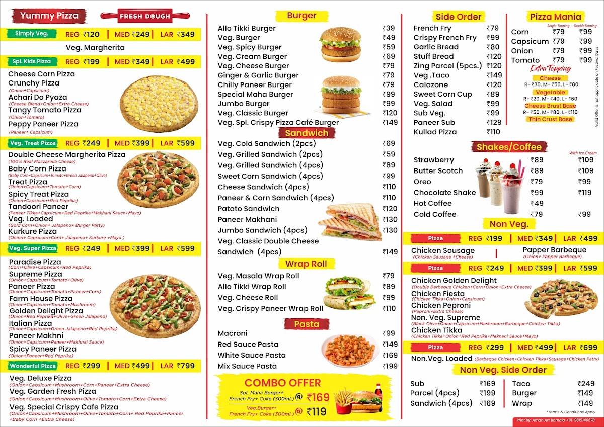 Menu at Crispy Pizza Cafe, Tapa