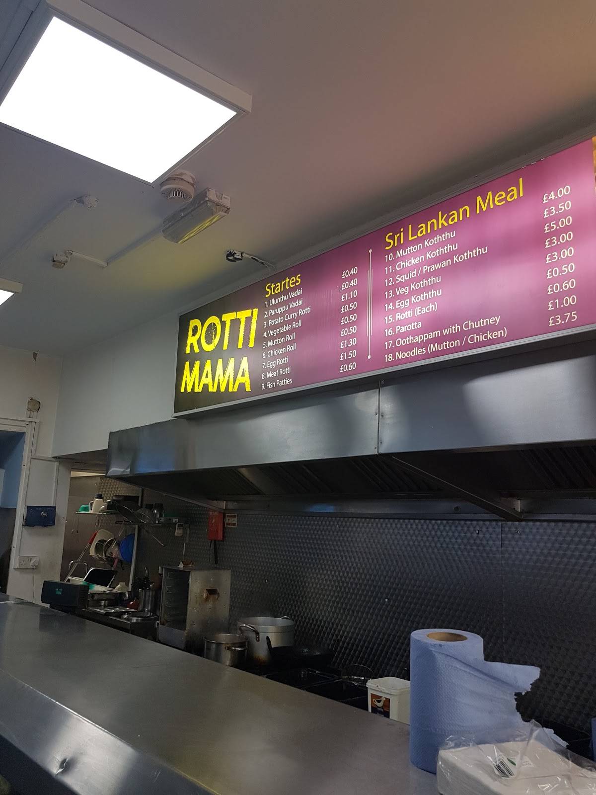 Menu at Rotti Mama restaurant, Croydon